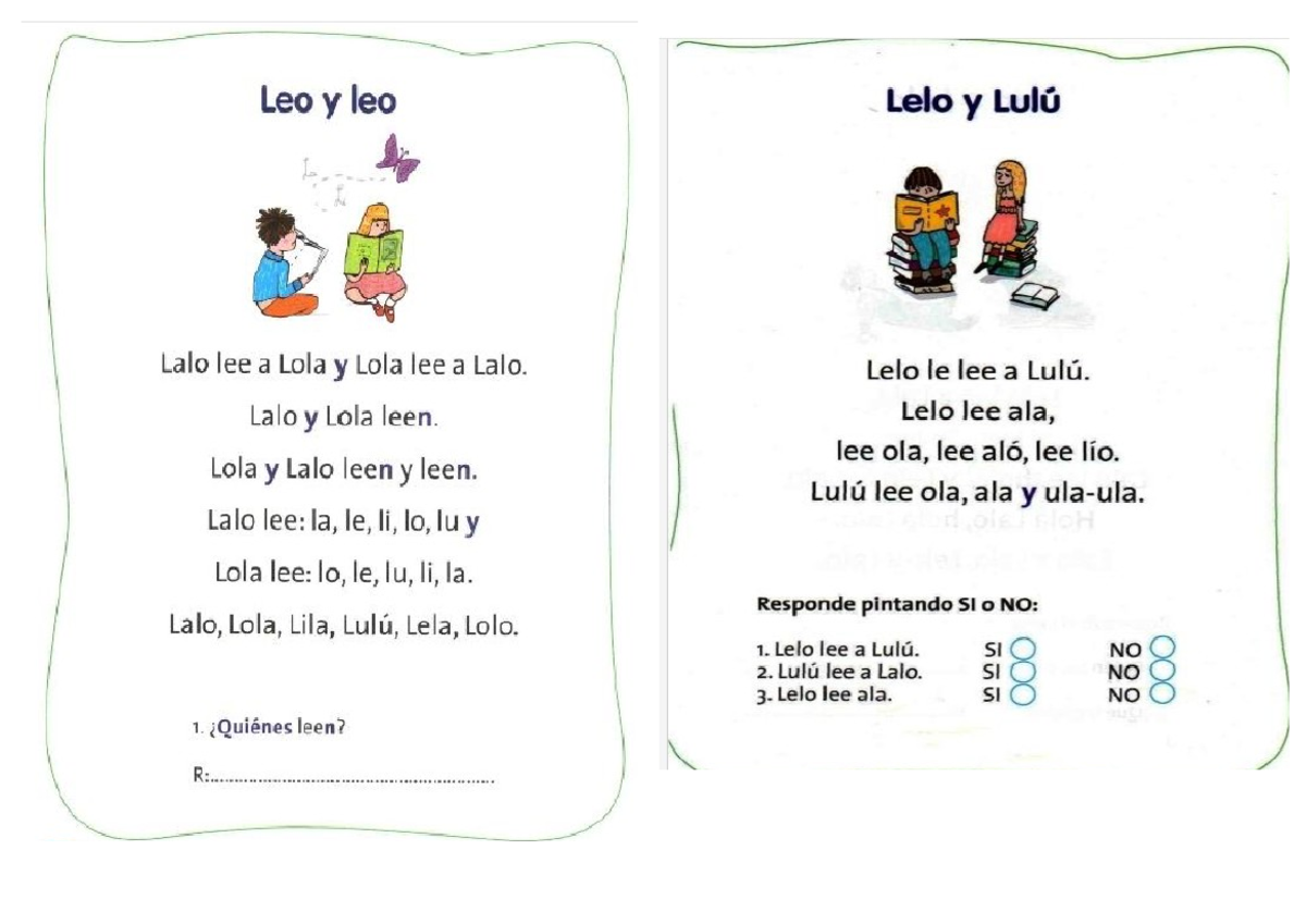 Lecturas (M,P,S,L,N,D) - lenguaje infantil - Studocu