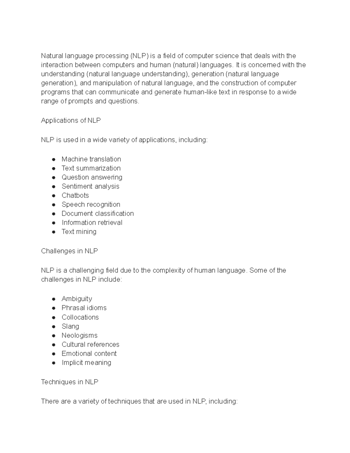 Lecture 12 Natural Language Processing - Natural language processing ...
