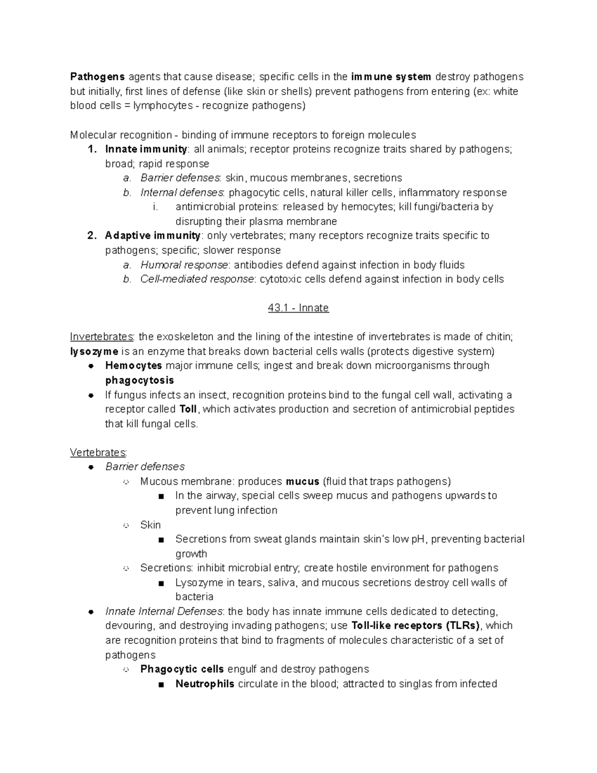 Chapter 43 - Notes - Pathogens agents that cause disease; specific ...