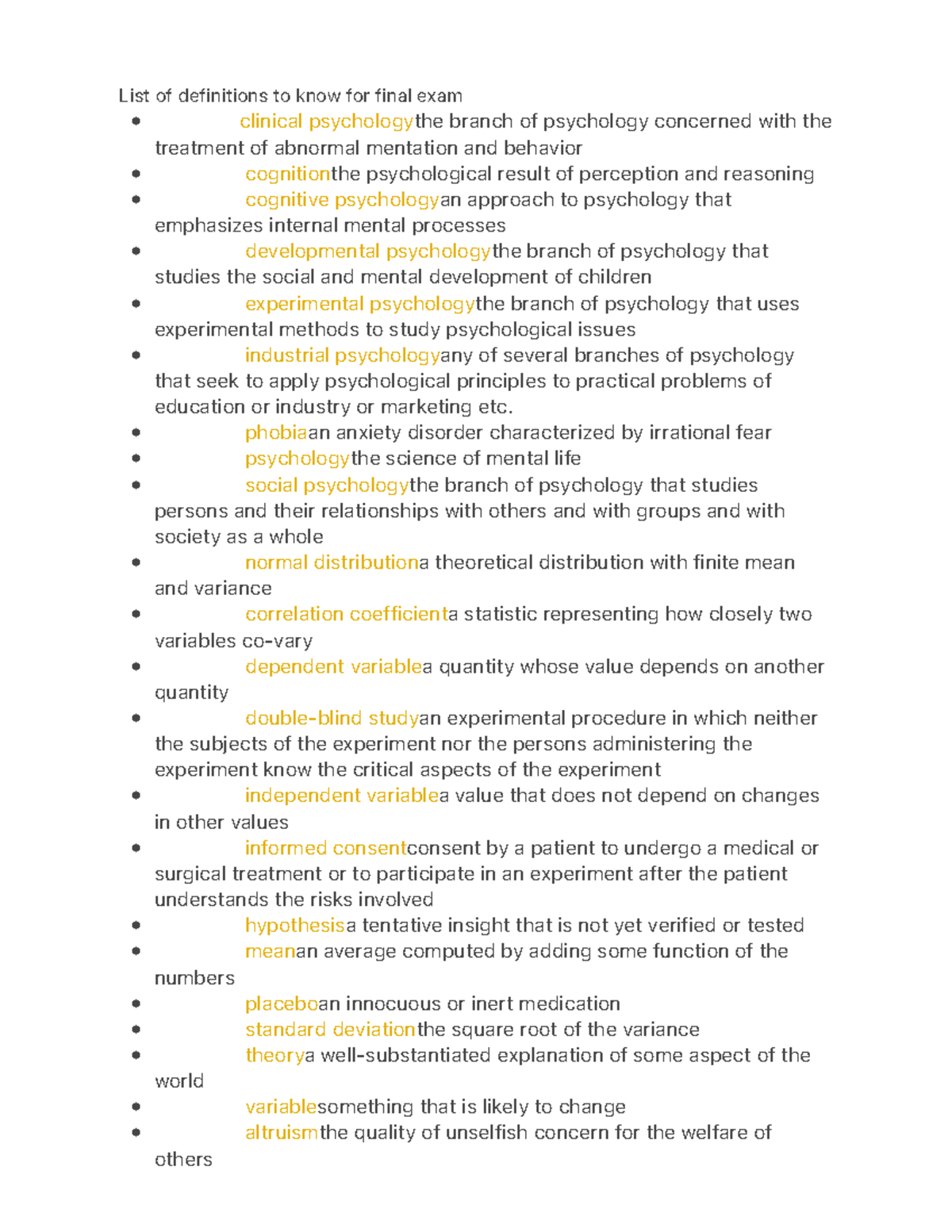 List of definitions to know for final exam - ï ï ï ï ï ï ï ï ï ï ï ï ï ...