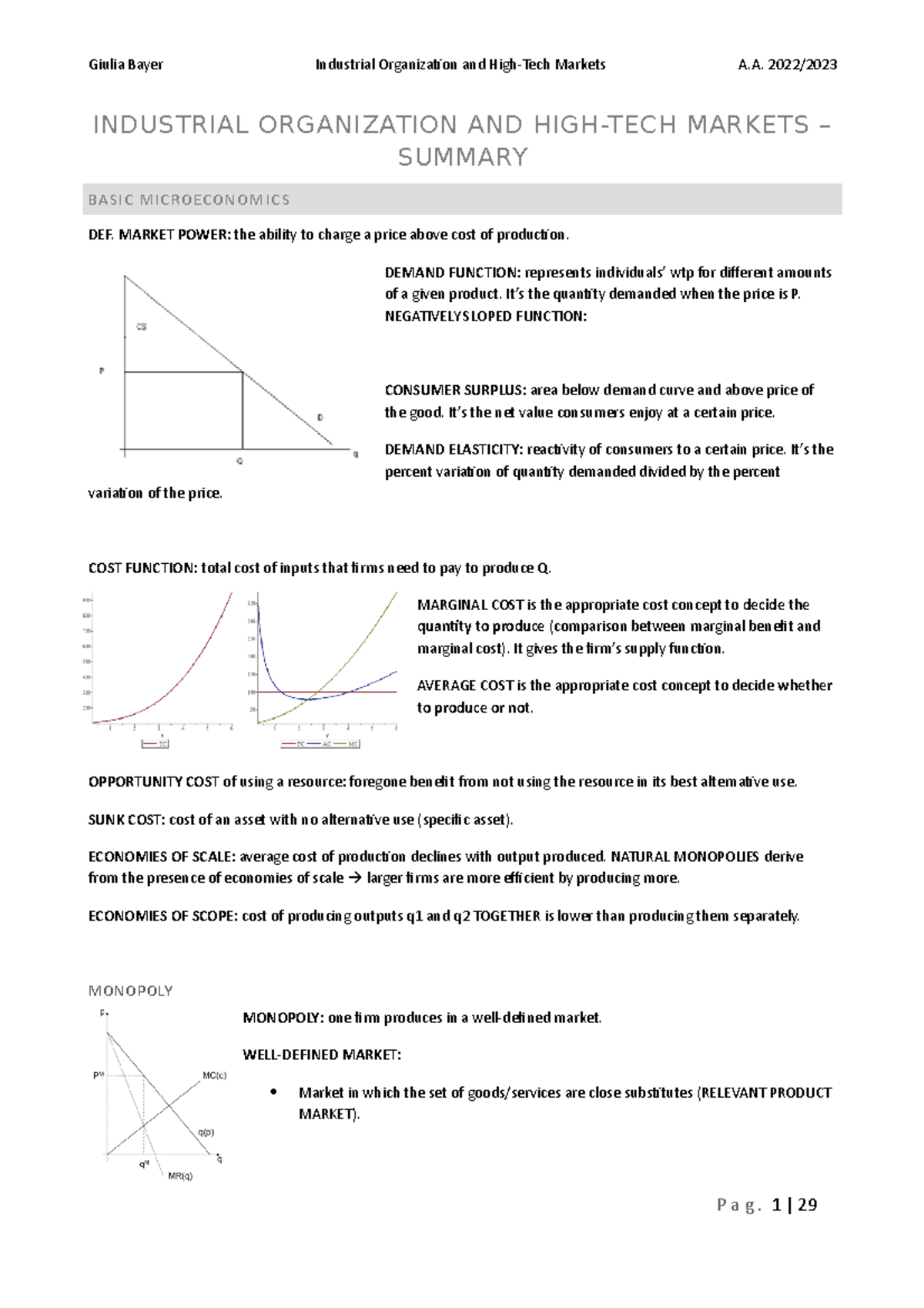 Iohtm Summary - INDUSTRIAL ORGANIZATION AND HIGH-TECH MARKETS – SUMMARY ...