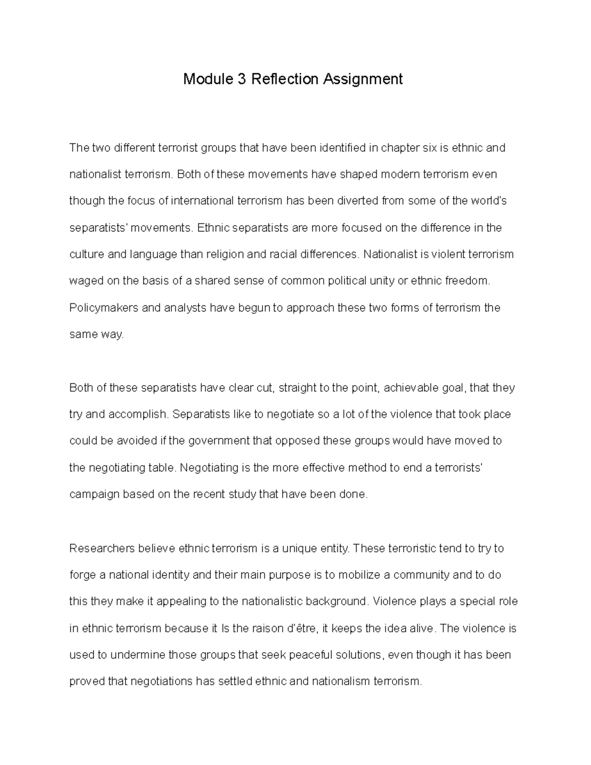 Homeland Security Module 3 Reflection - Module 3 Reflection Assignment The two different ...