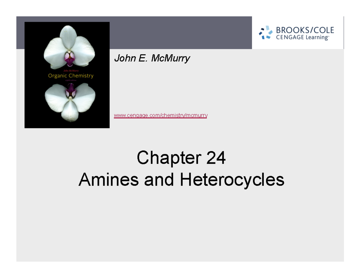 15 chapter 24 Amines and Heterocycles - John E. McMurry cengage/chemistry/mcmurry Chapter 24 ...
