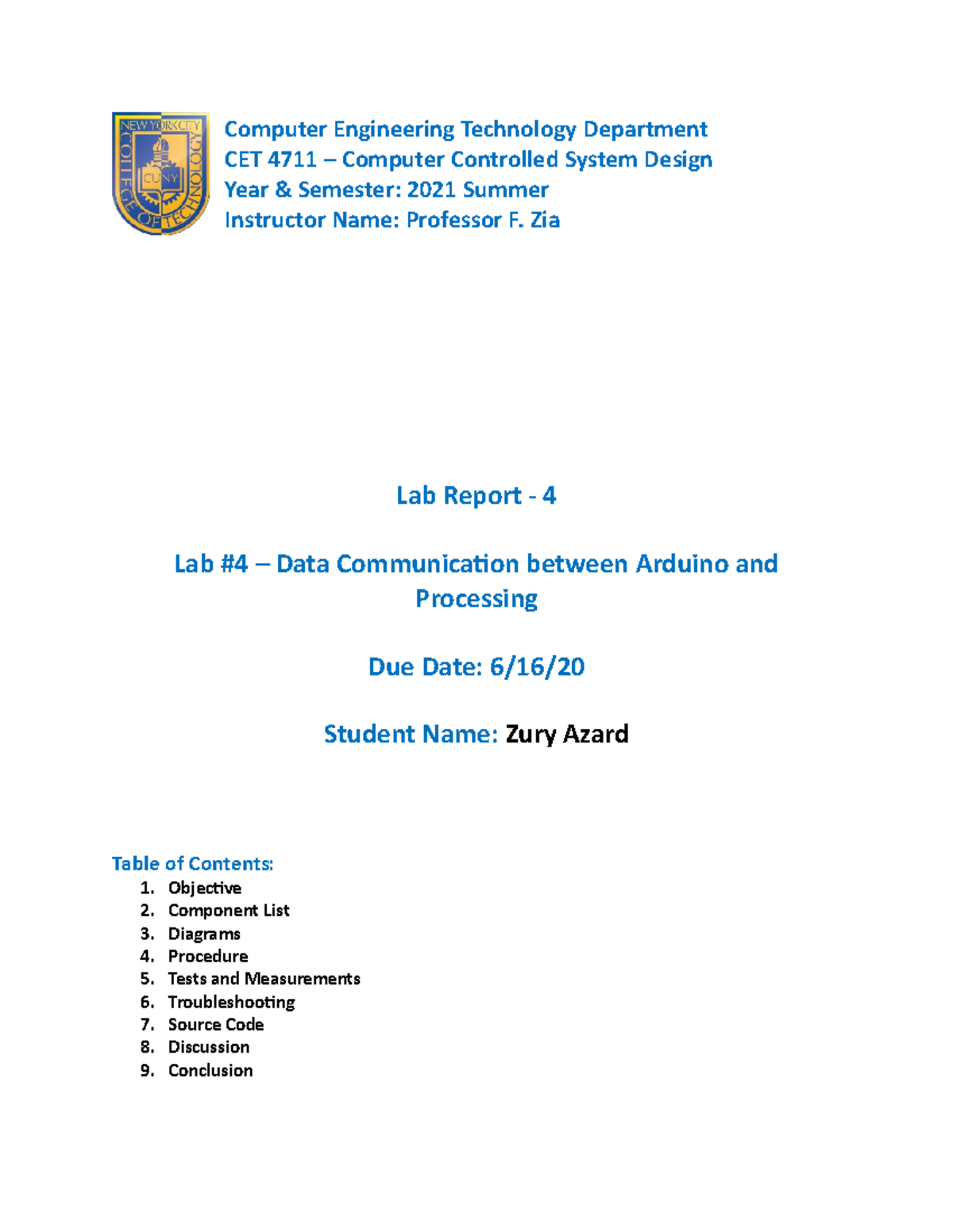 CET 4711 - Lab #4 -Data Communication between Arduino and Processing - Computer Engineering ...