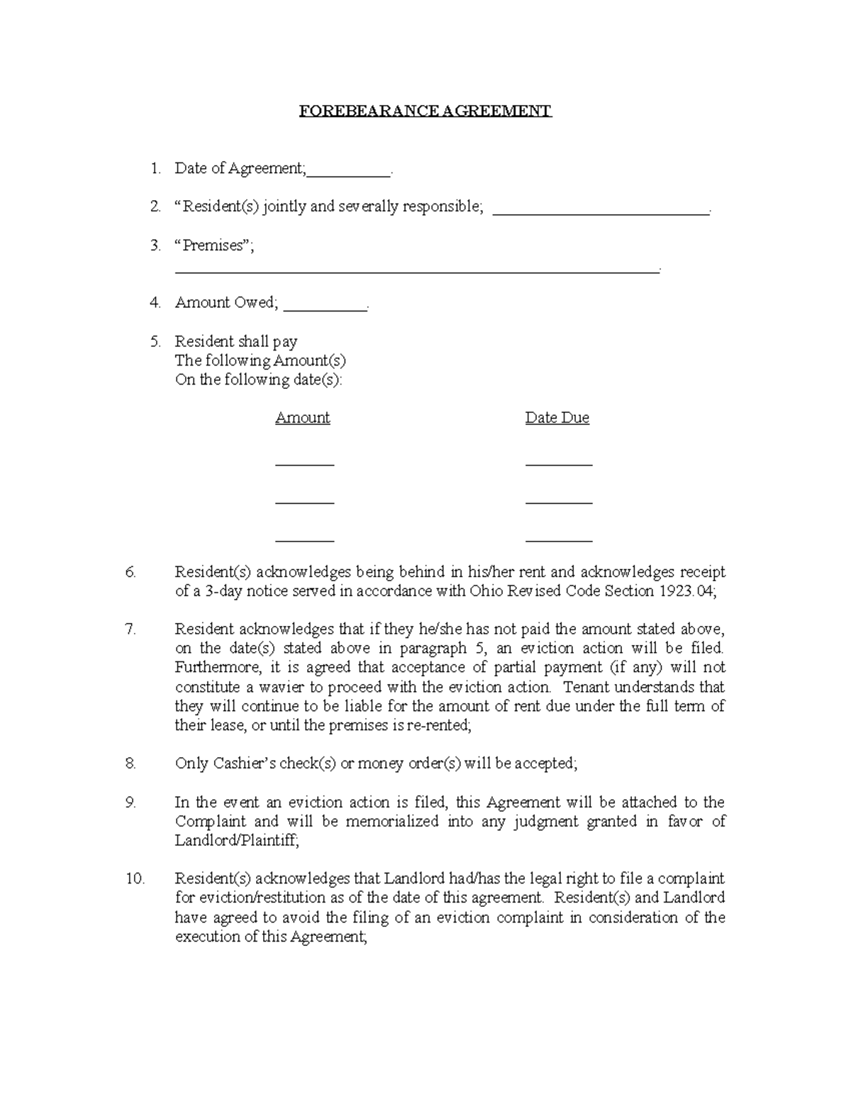 Forbearance Agreement - FOREBEARANCE AGREEMENT Date of Agreement ...