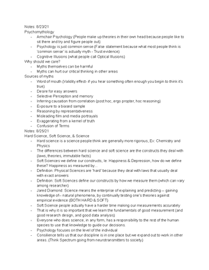 Unit 4 - Lecture notes Unit 4 - What makes psychology different? Focus ...