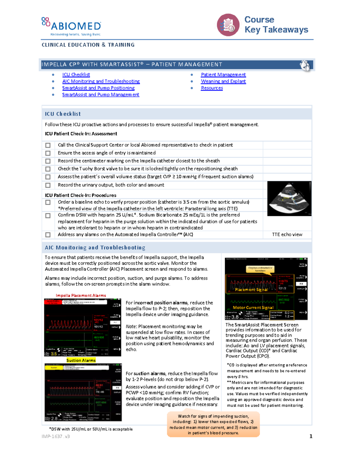 CKT Impella CP with Smart Assist Patient Management IMP-1637 v3 - CLINICAL EDUCATION & TRAINING ...