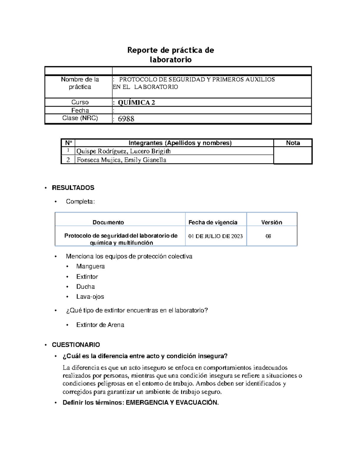 Practica N°1 - Reporte de pr·ctica de laboratorio Nombre de la práctica : PROTOCOLO DE SEGURIDAD ...