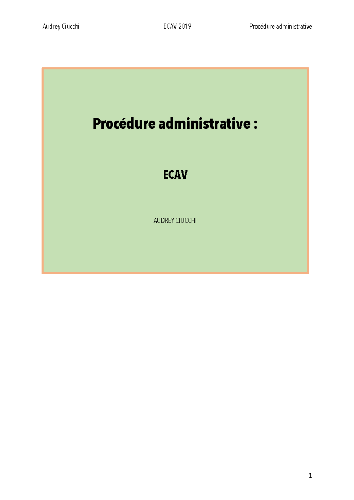 Procédure administrative - cours - Procédure administrative : ECAV ...