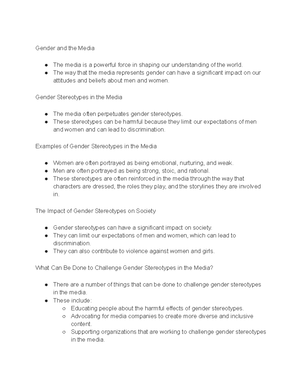 Lecture note for GWST 355, Lecture 3 - Gender and the Media The media ...