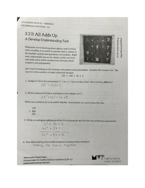 Secondary Math 3 Module 3 3.9 task and RSG - MATH 126 - Studocu