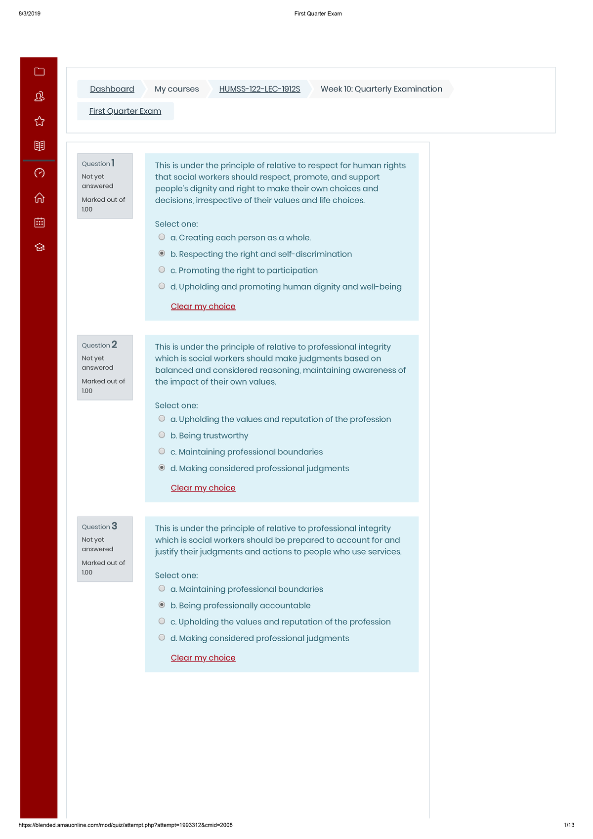 Pdfcoffee - xxoo - Dashboard My courses HUMSS-122-LEC-1912S Week 10: Quarterly Examination First ...