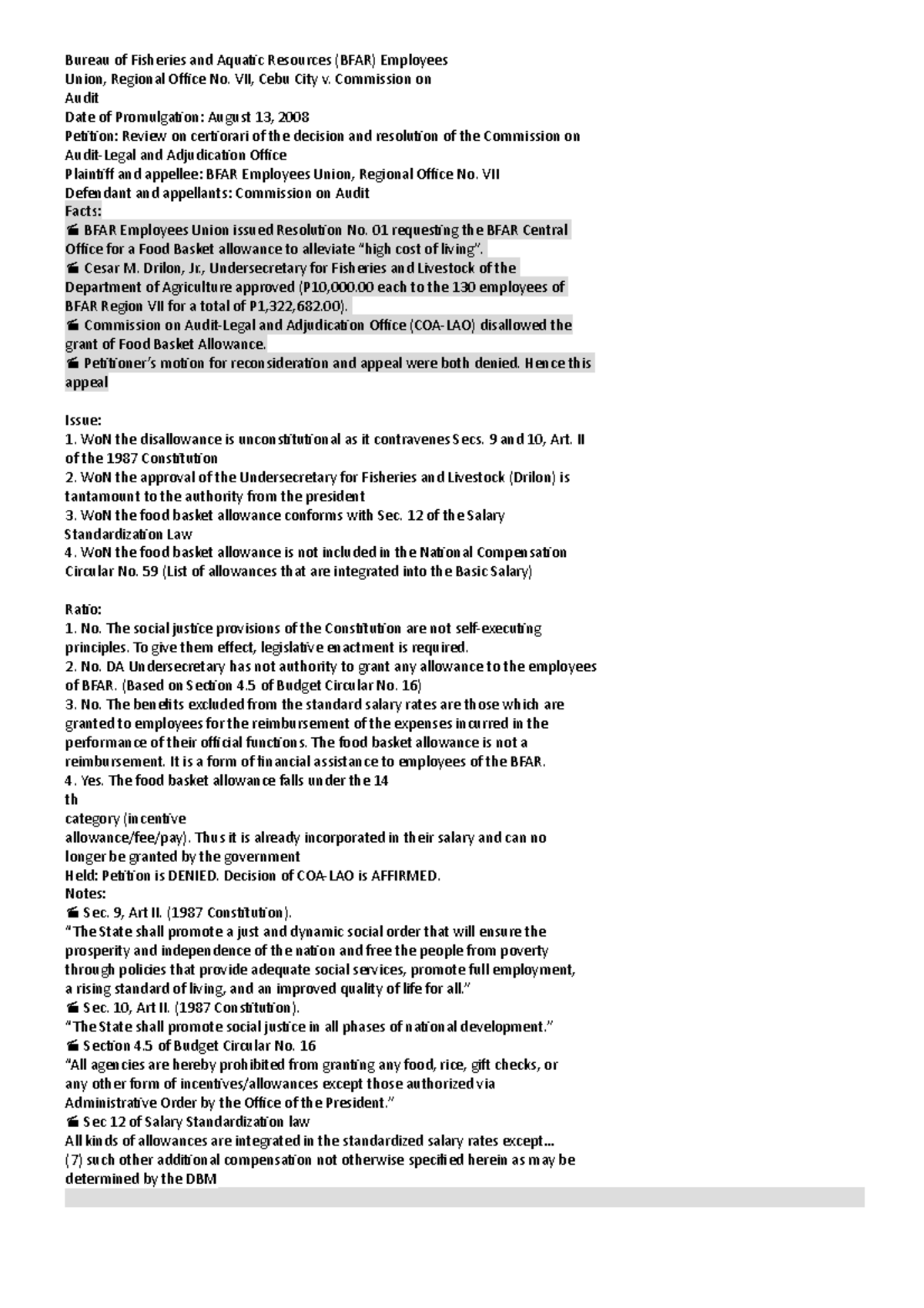 Fisheries V COA - Bureau of Fisheries and Aquatic Resources (BFAR ...