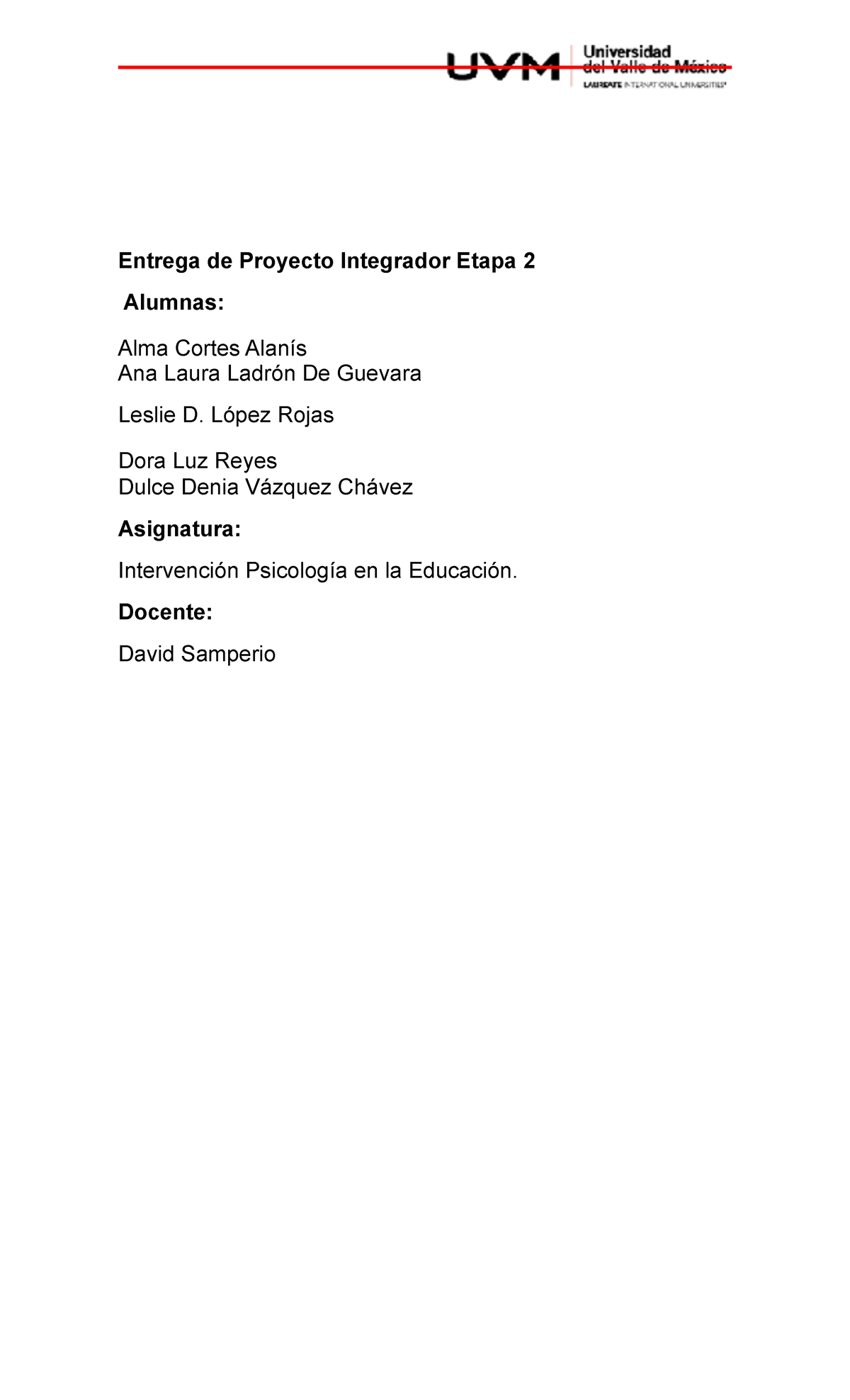 ACT.7DRC - cdcdc - Entrega de Proyecto Integrador Etapa 2 Alumnas: Alma ...