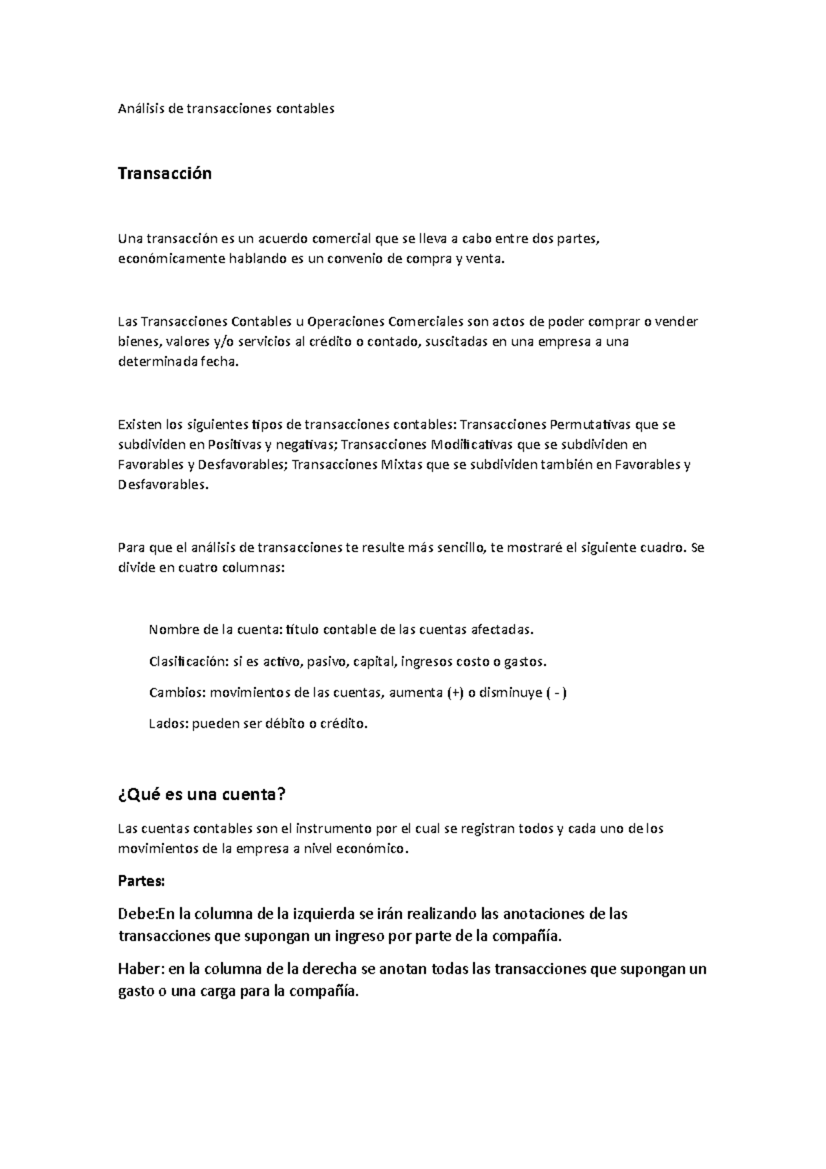Exposicion de contabilidad - Análisis de transacciones contables ...
