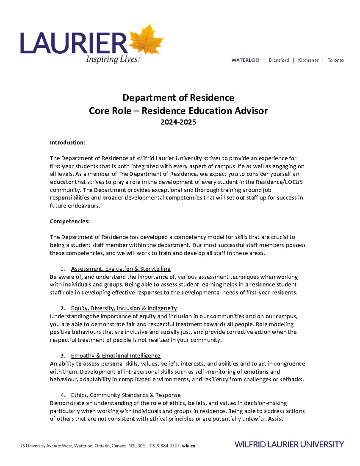 2024-2025 REA Job Description - Department of Residence Core Role ...