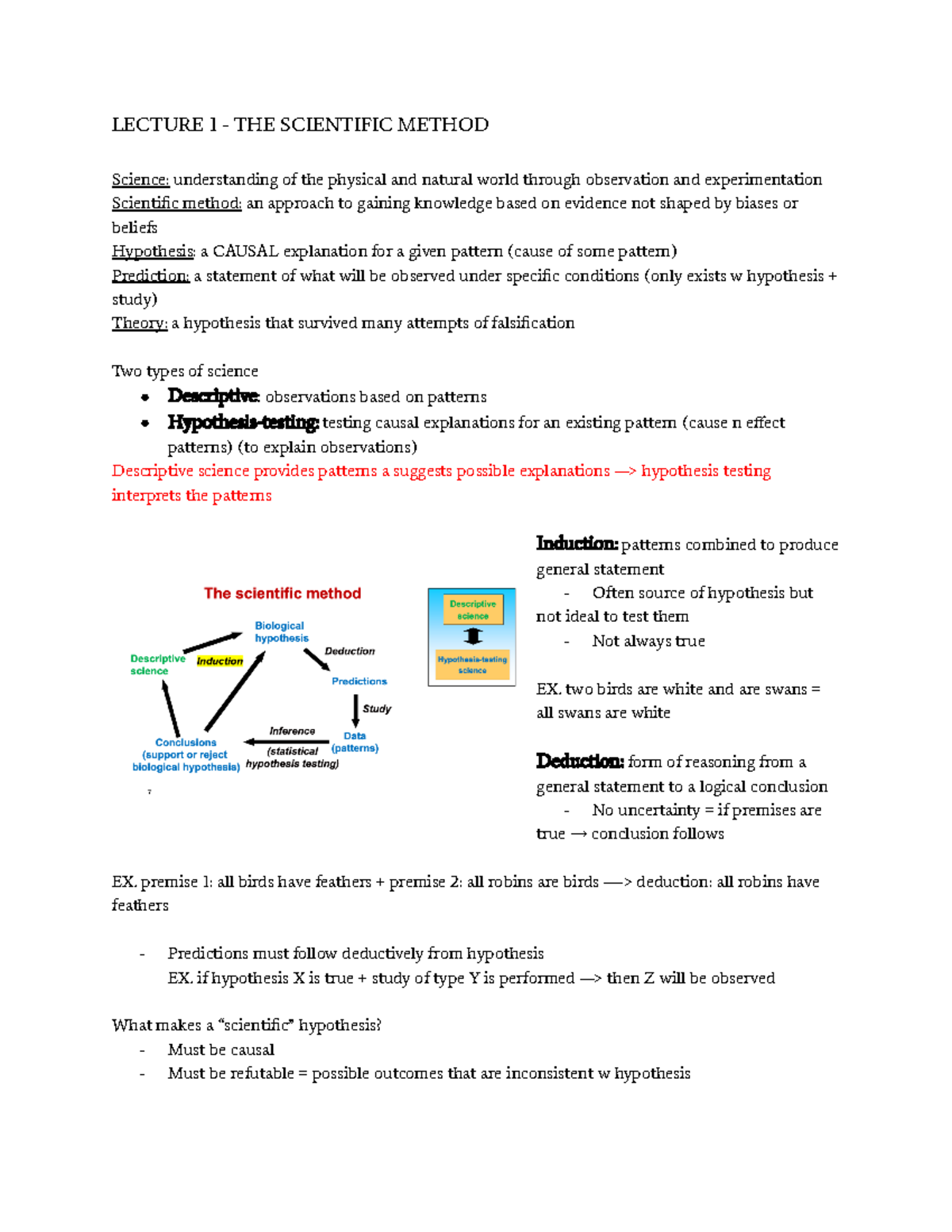 BIO 1130 Midterm #1 Prep - LECTURE 1 - THE SCIENTIFIC METHOD Science ...