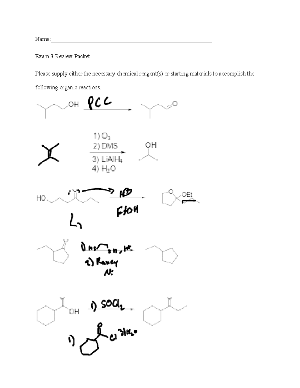 Exam 3 Review Packet Key - Name ...