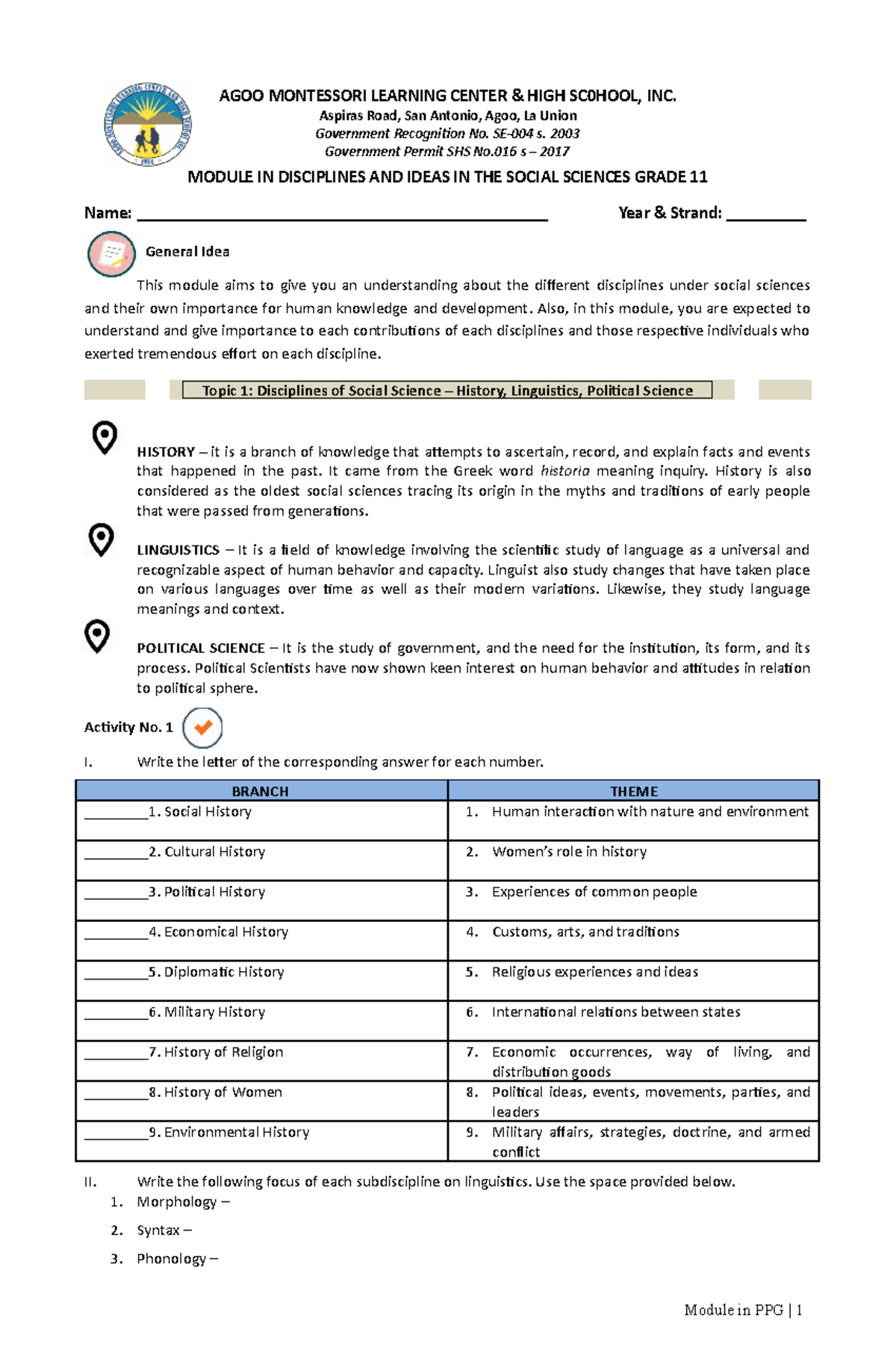 Understanding of Social Studies in the modern world - GE Science ...