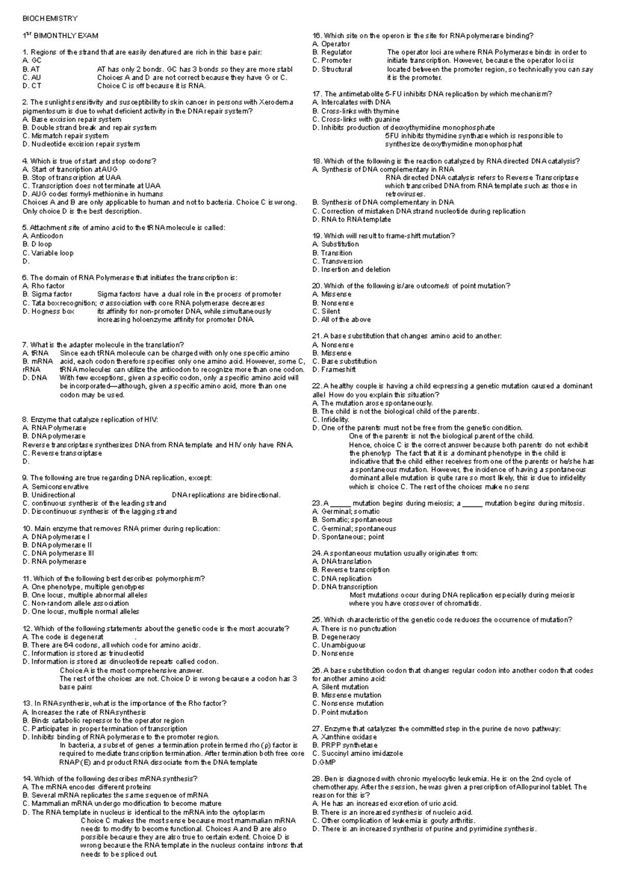 Biochemistry - Nebulation - BIOCHEMISTRY 1 ST BIMONTHLY EXAM Regions of ...