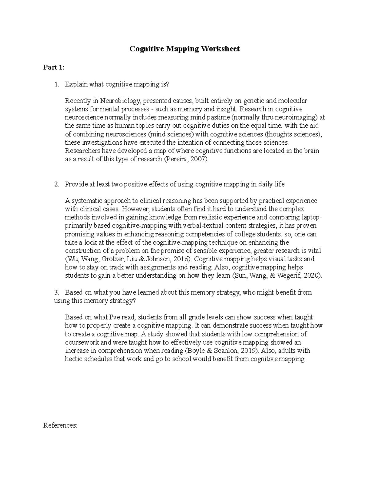 PSY 402 RS Cognitive Mapping Worksheet - Cognitive Mapping Worksheet ...