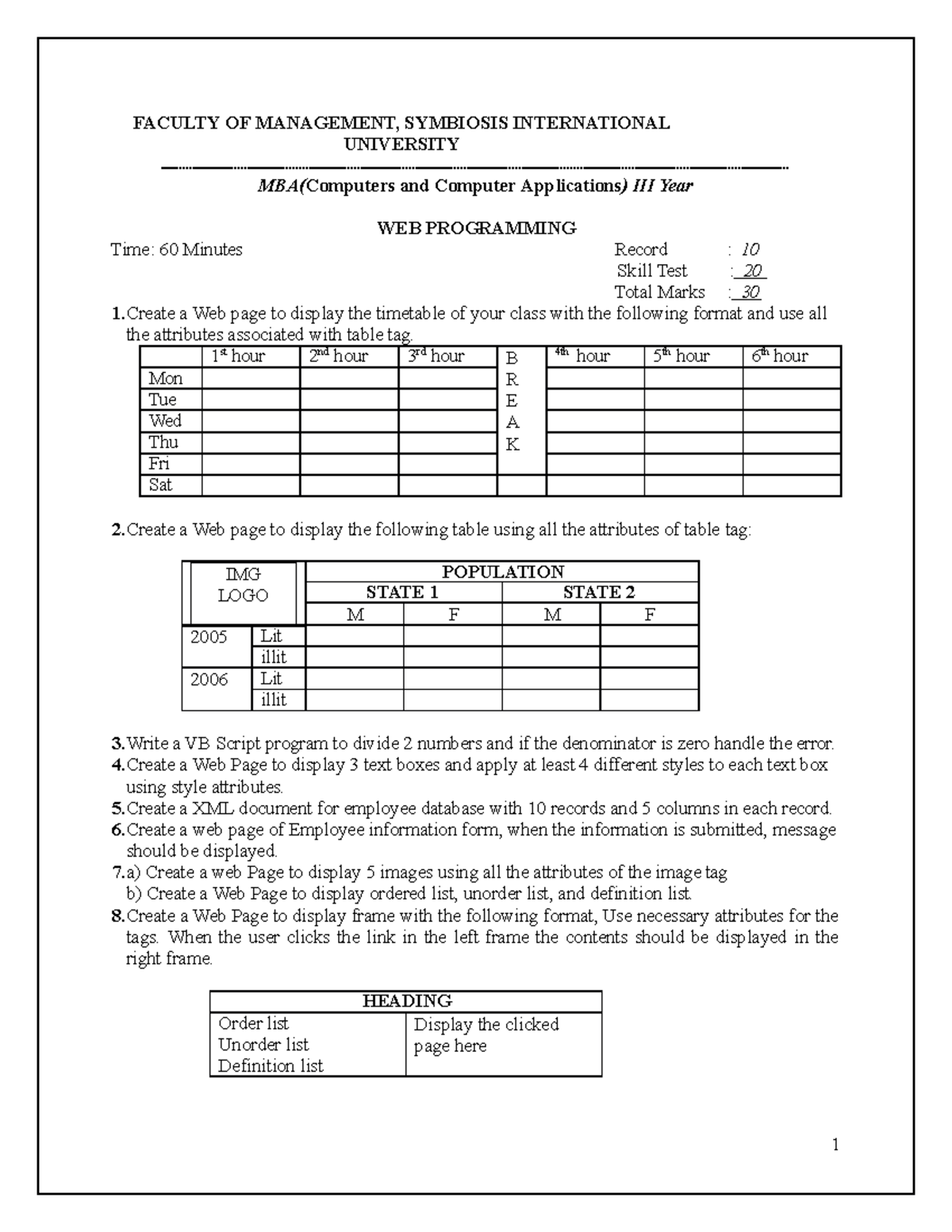 Web Programming Assignment Faculty Of Management Symbiosis International University Mba 