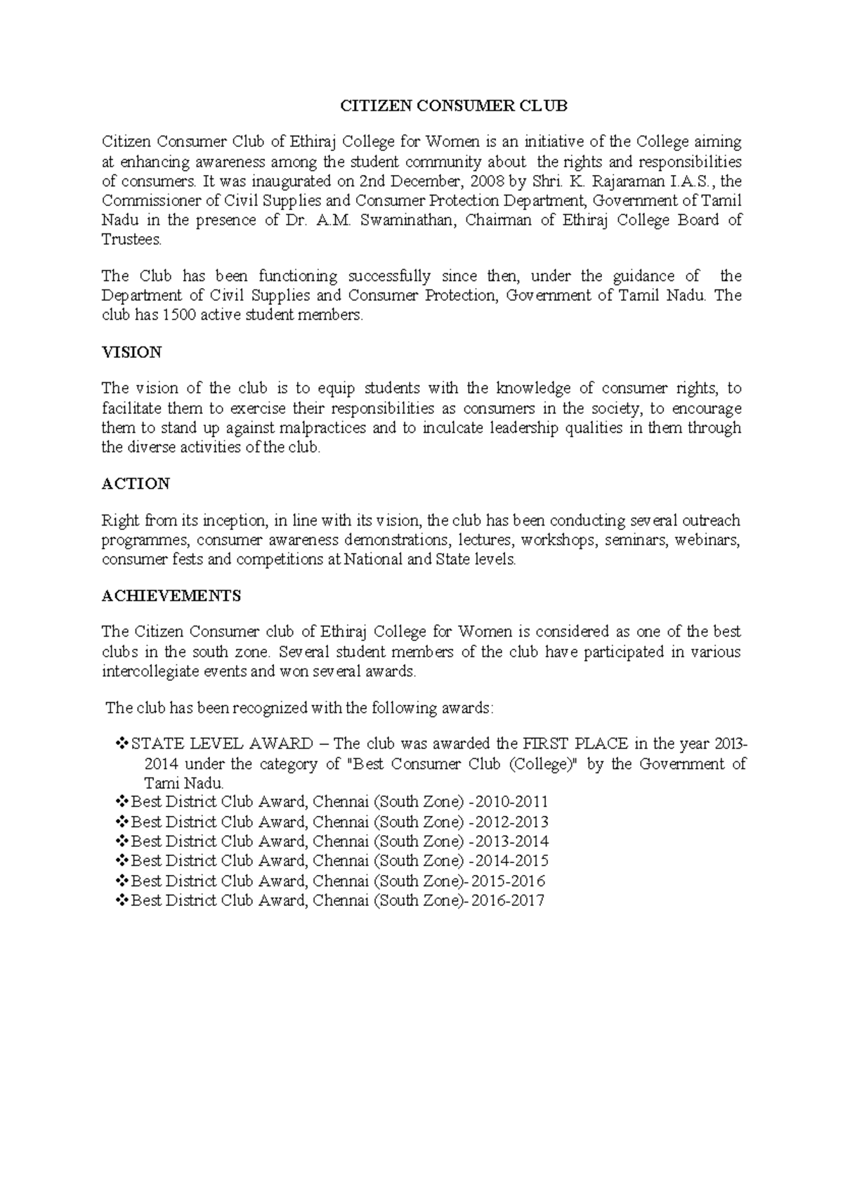 Citizen-Consumer-Club - CITIZEN CONSUMER CLUB Citizen Consumer Club of ...