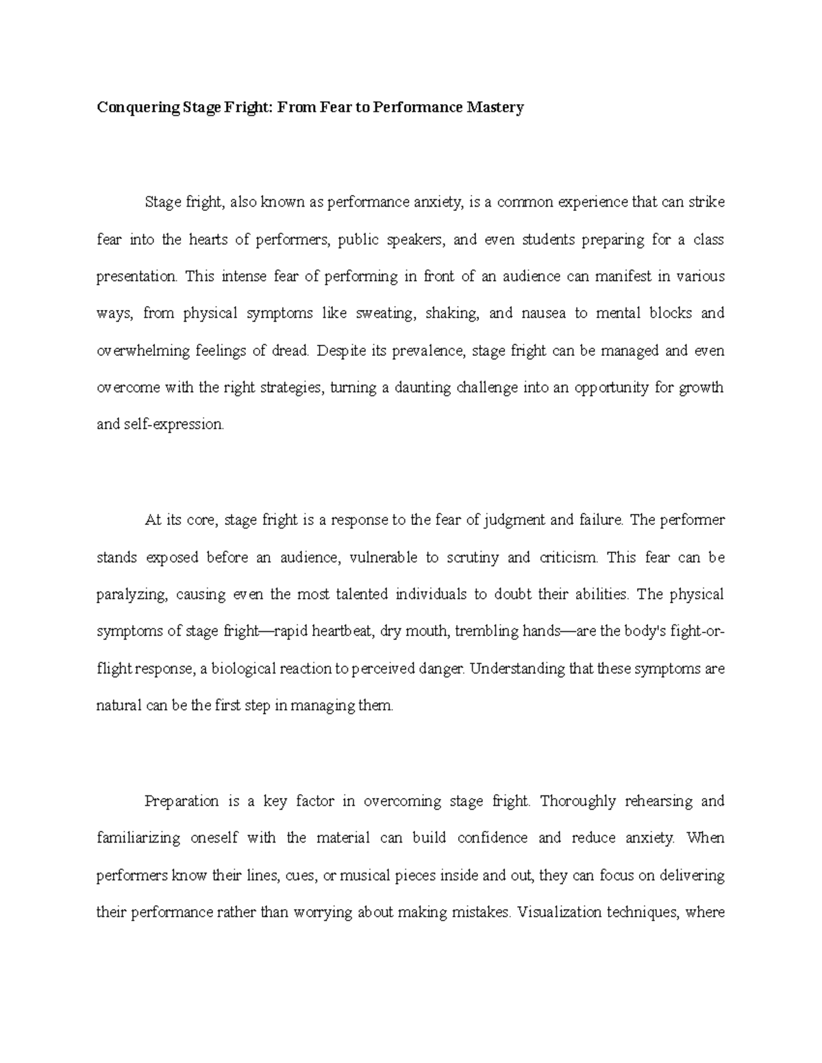 Conquering Stage Fright - This intense fear of performing in front of ...