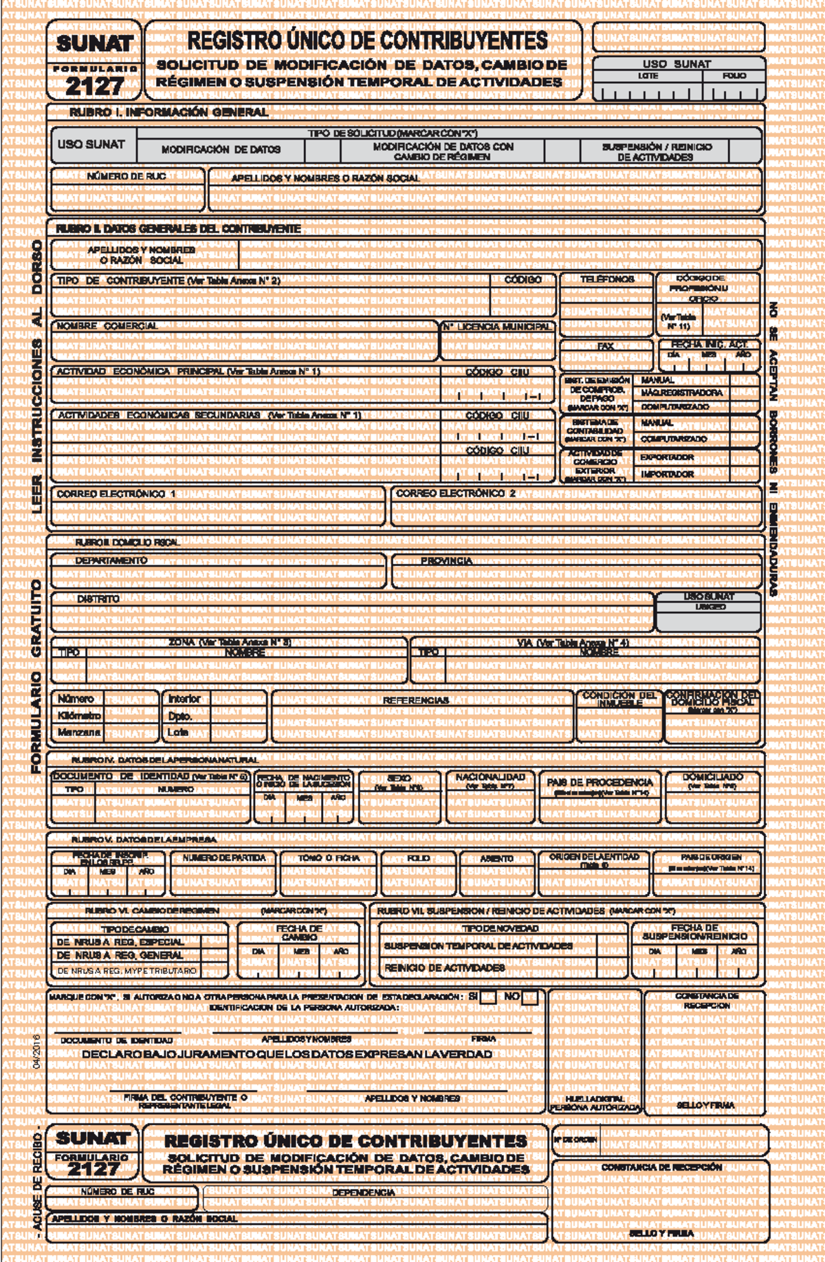 Formulario 2127 para Planeamiento - Planeamiento urbano - 04/ DE NRUS A ...