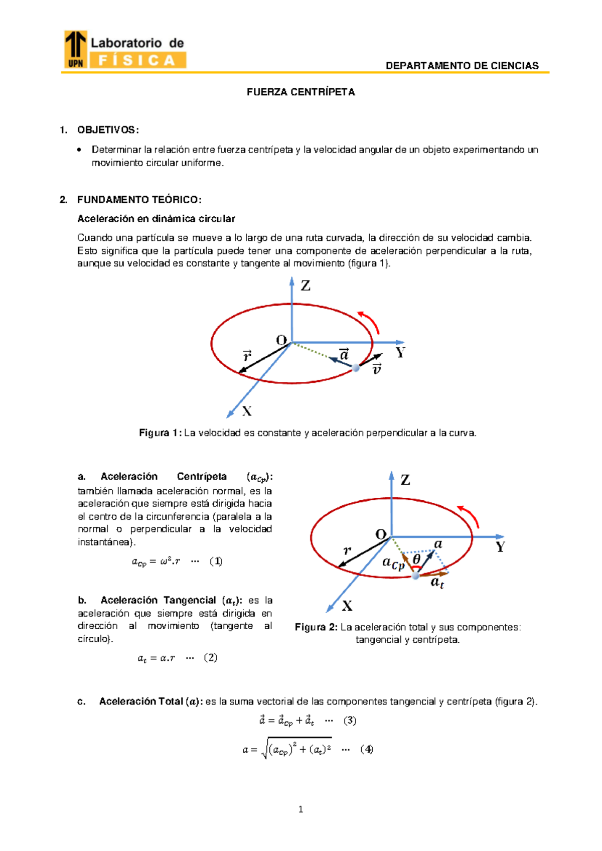 LAB FISI1 S07 FC 2024 - fisica | - FUERZA CENTRÍPETA 1. OBJETIVOS: Determinar la relación entre ...