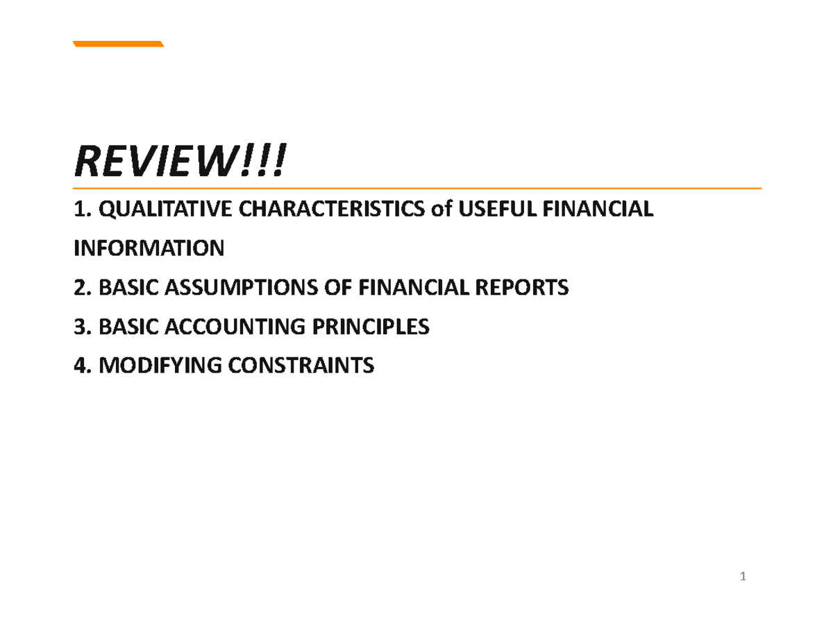 1.3 Lecture Financial Statements - An Overview Part I - 1 REVIEW!!! 1 ...