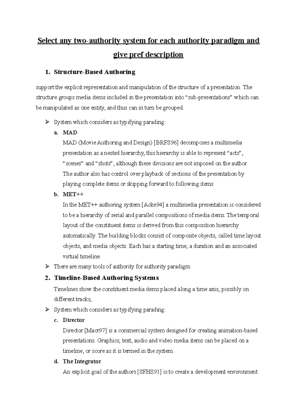 Assigmnet for Gullat - Select any two-authority system for each ...