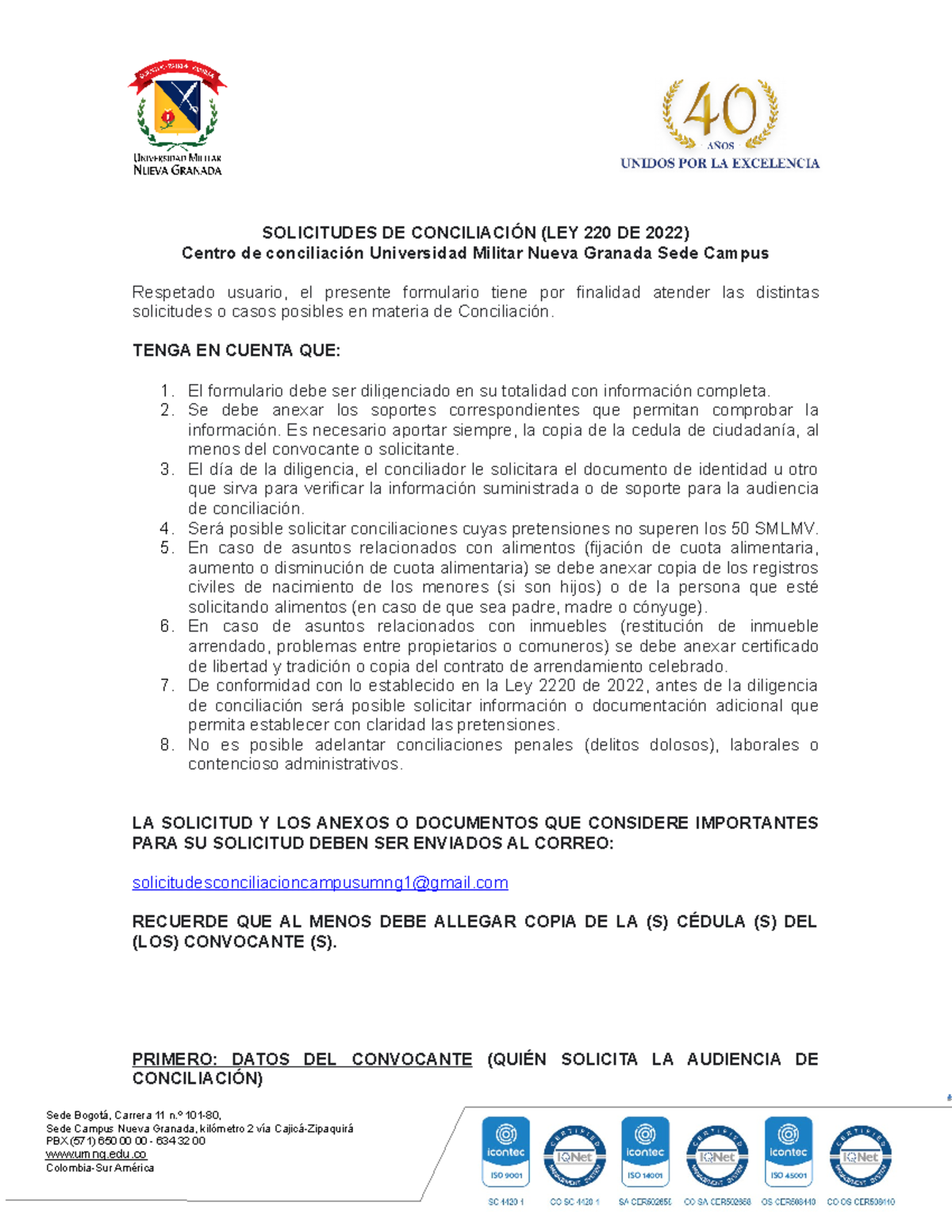 Formato Solicitud DE ConciliacióN - SOLICITUDES DE CONCILIACIÓN (LEY ...
