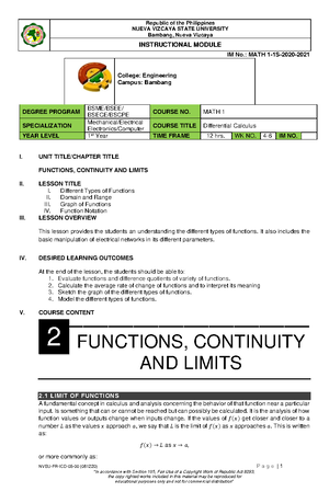 Integral Module- Final Part 2 - NUEVA VIZCAYA STATE UNIVERSITY Bambang, Nueva Vizcaya ...