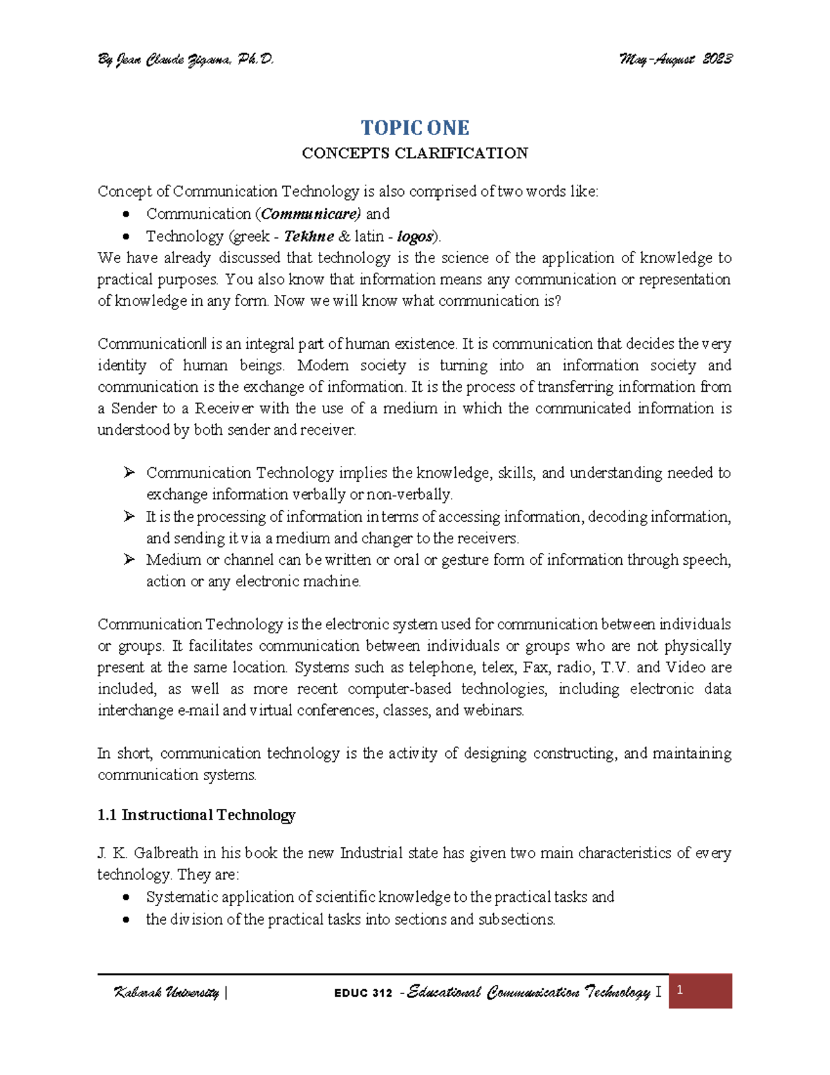 EDUC 312 Notes (MAY-AUG 2023) - TOPIC ONE CONCEPTS CLARIFICATION ...