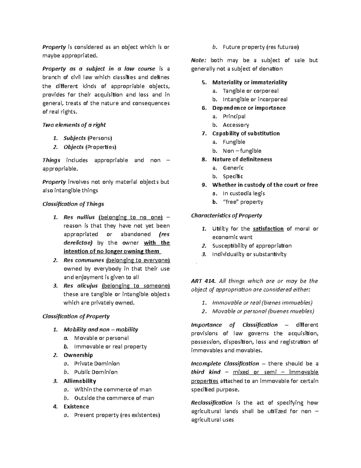 Property Material (Notes. Lecture. and the like) - Property is ...