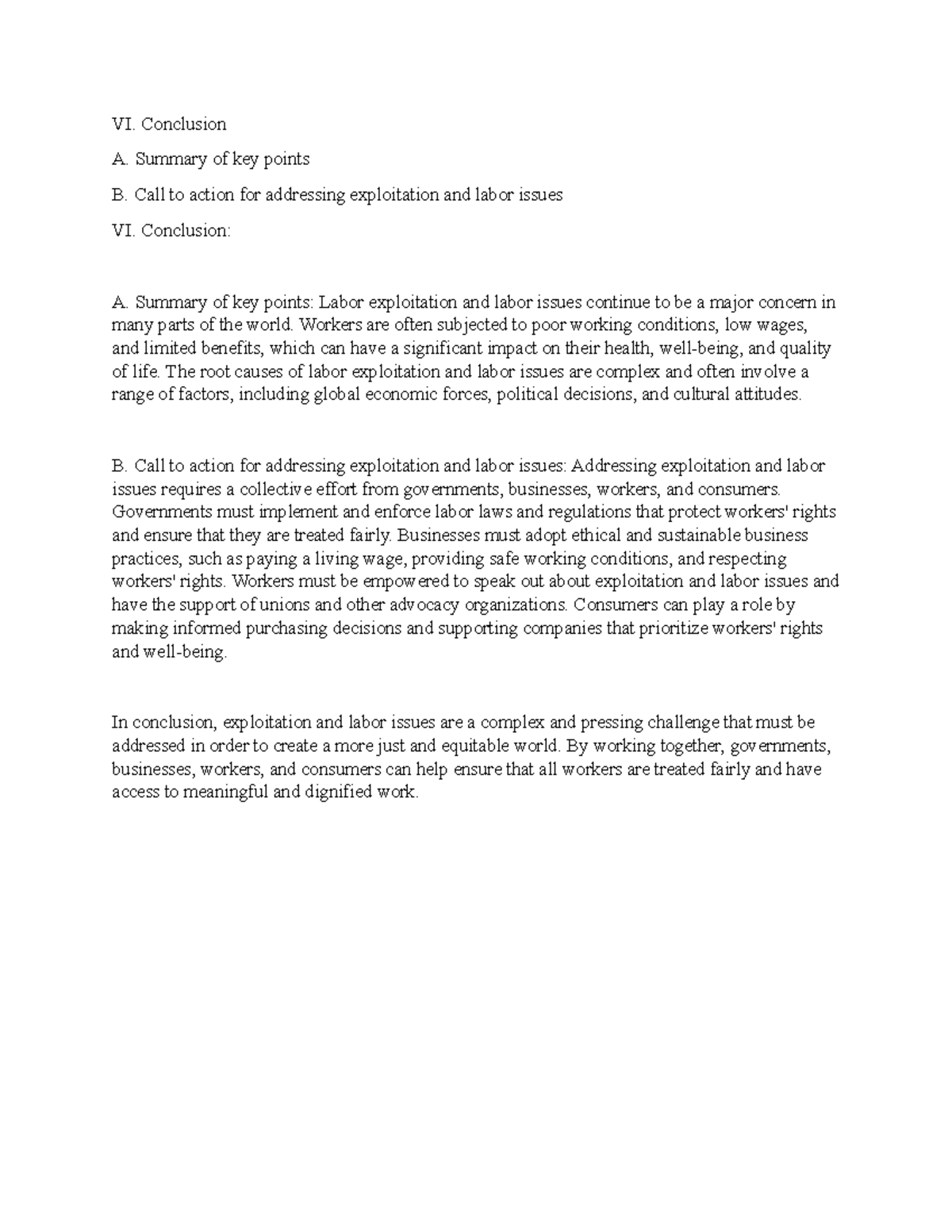 Exploitation And Labor 6 VI Conclusion A Summary Of Key Points B exploitation-and-labor-6-vi-conclusion-a-summary-of-key-points-b