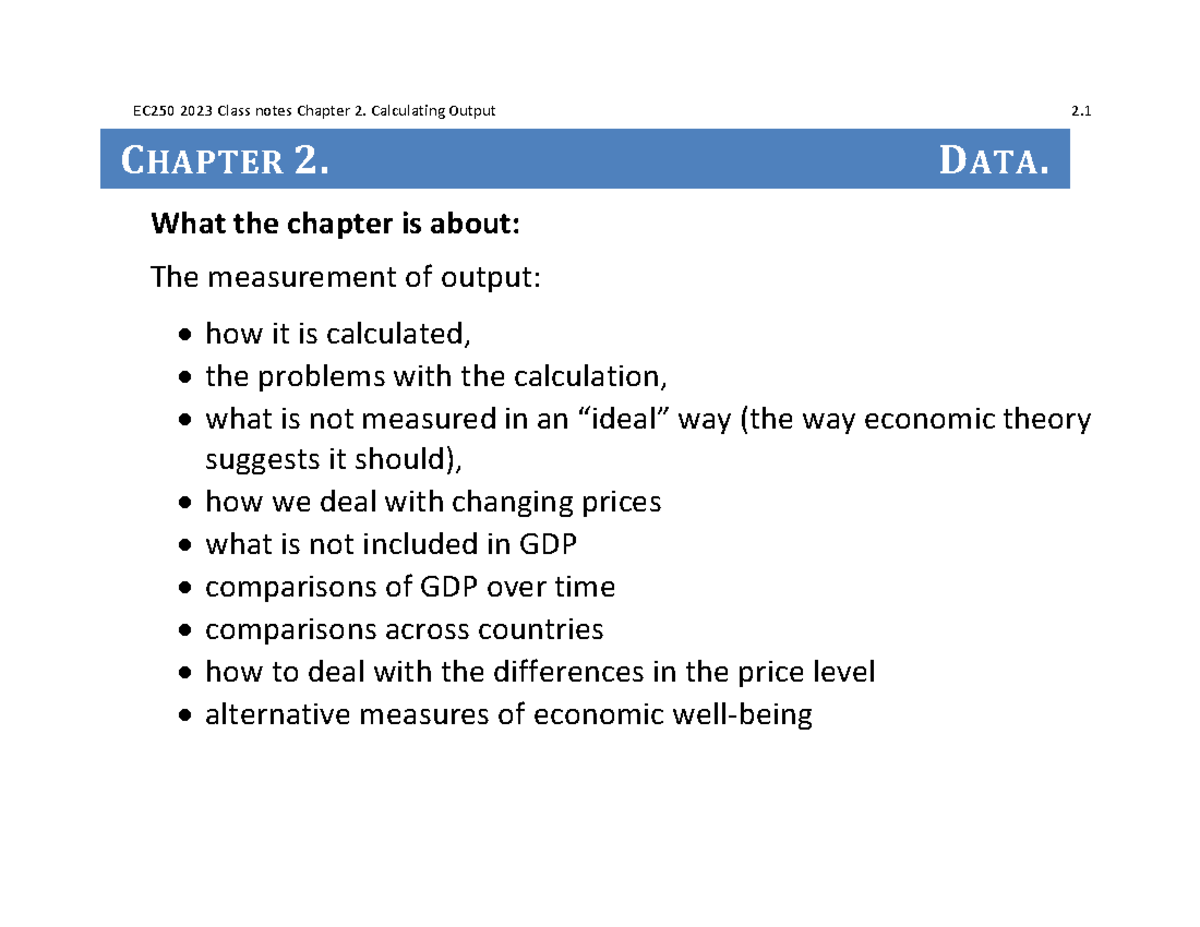 2. 2023 Calculating output class notes - What the chapter is about: The ...