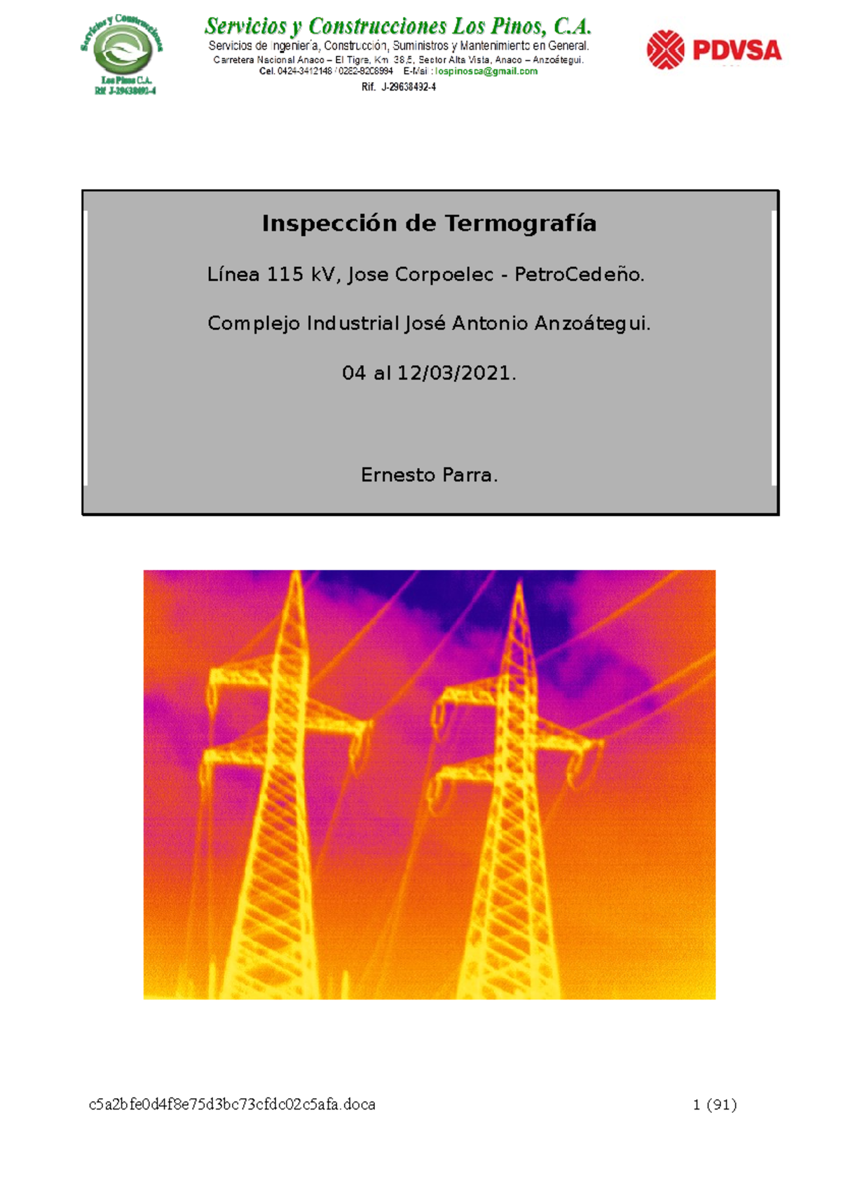 Informe Termografia JAA 115 k V - 2022 - Inspección de Termografía ...