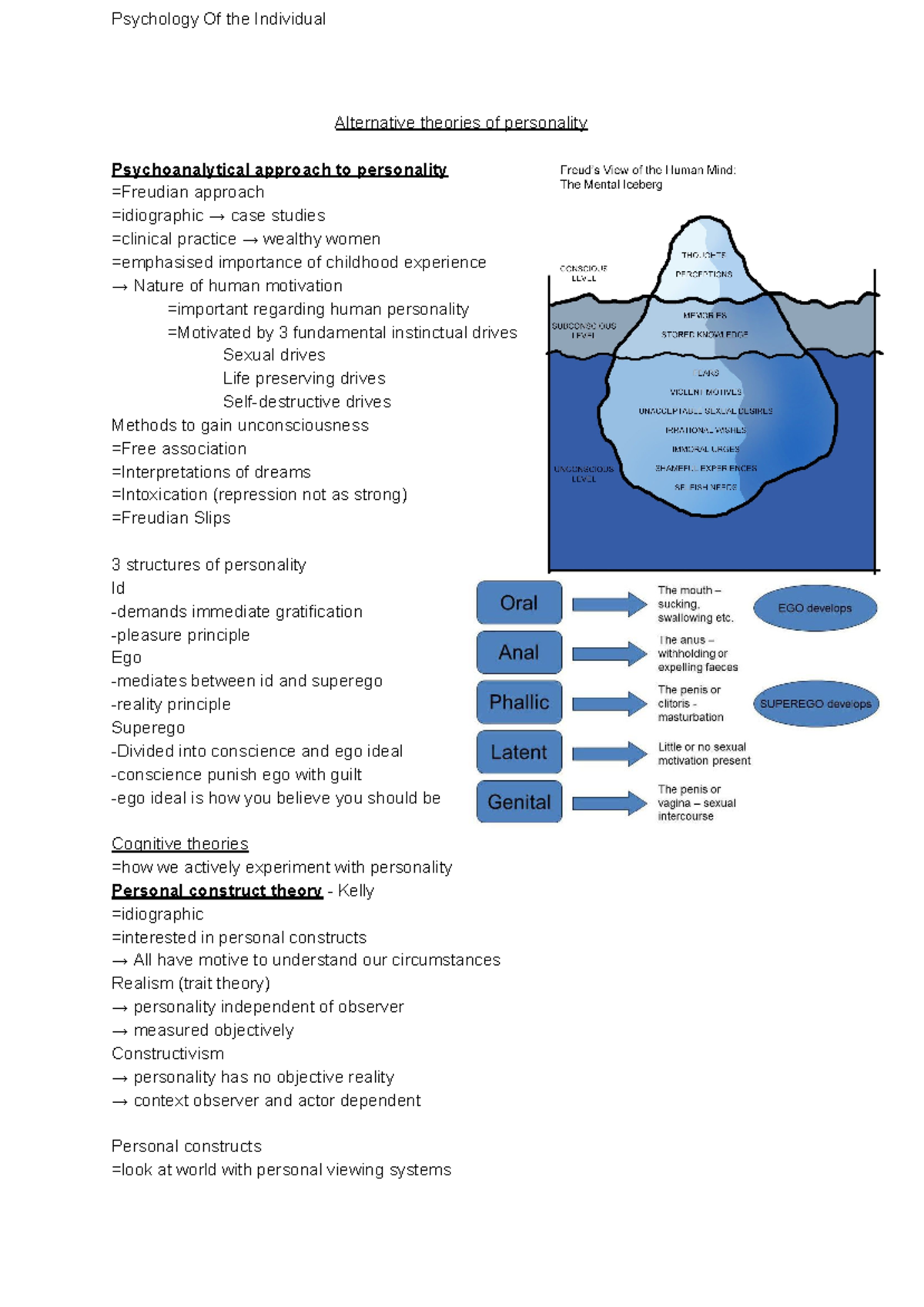 POI Lecture 5 - Alternative theories of personality - Psychology Of the ...