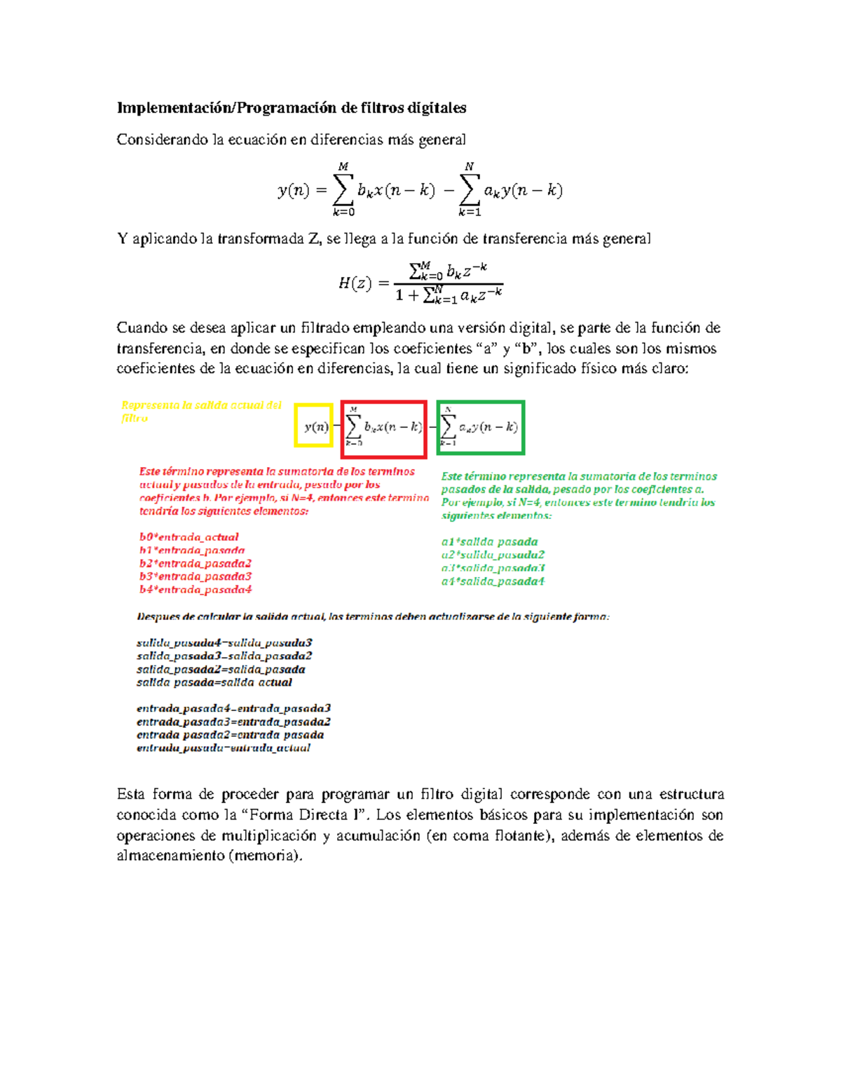Implementación programacion filtro digital - Implementación ...