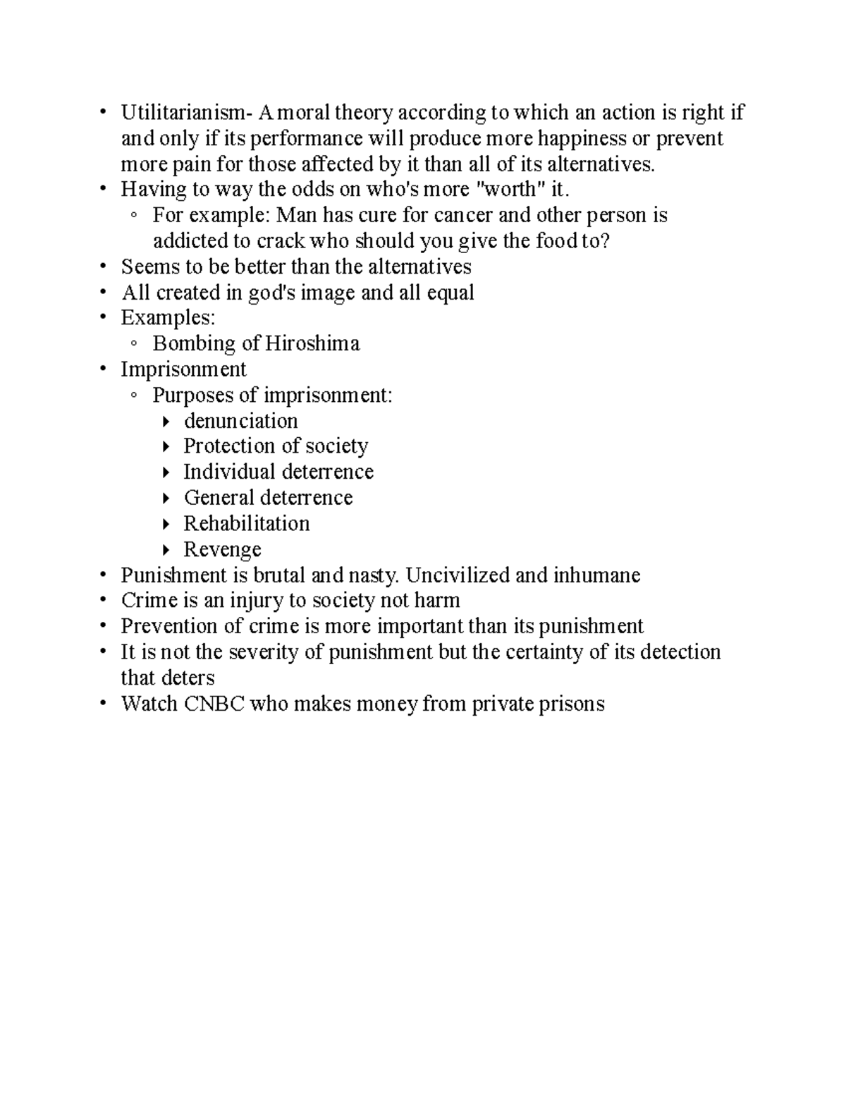 Utilitarianism - Lecture notes 8 - Utilitarianism- A moral theory ...