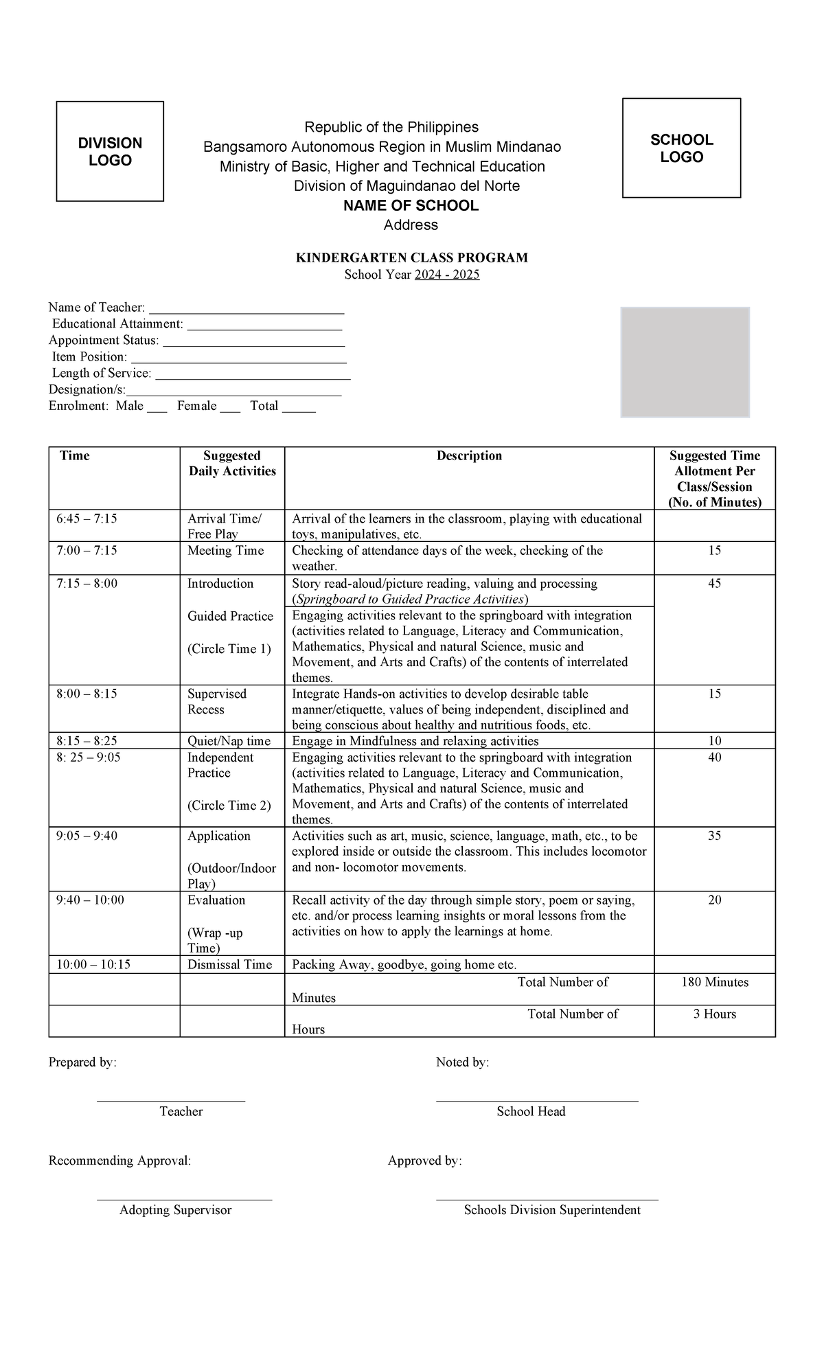 Matatag KD class program 2024 2025 - Republic of the Philippines ...