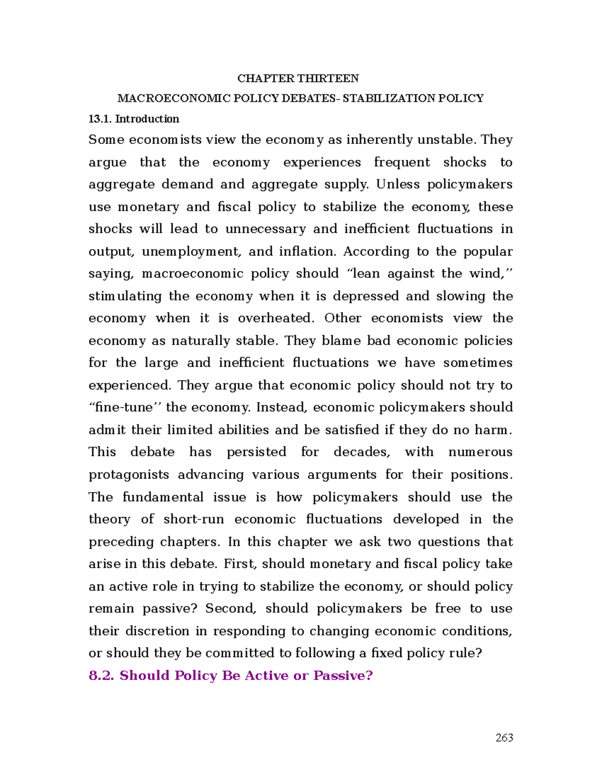 Ch13 Macro policy debate - CHAPTER THIRTEEN MACROECONOMIC POLICY ...