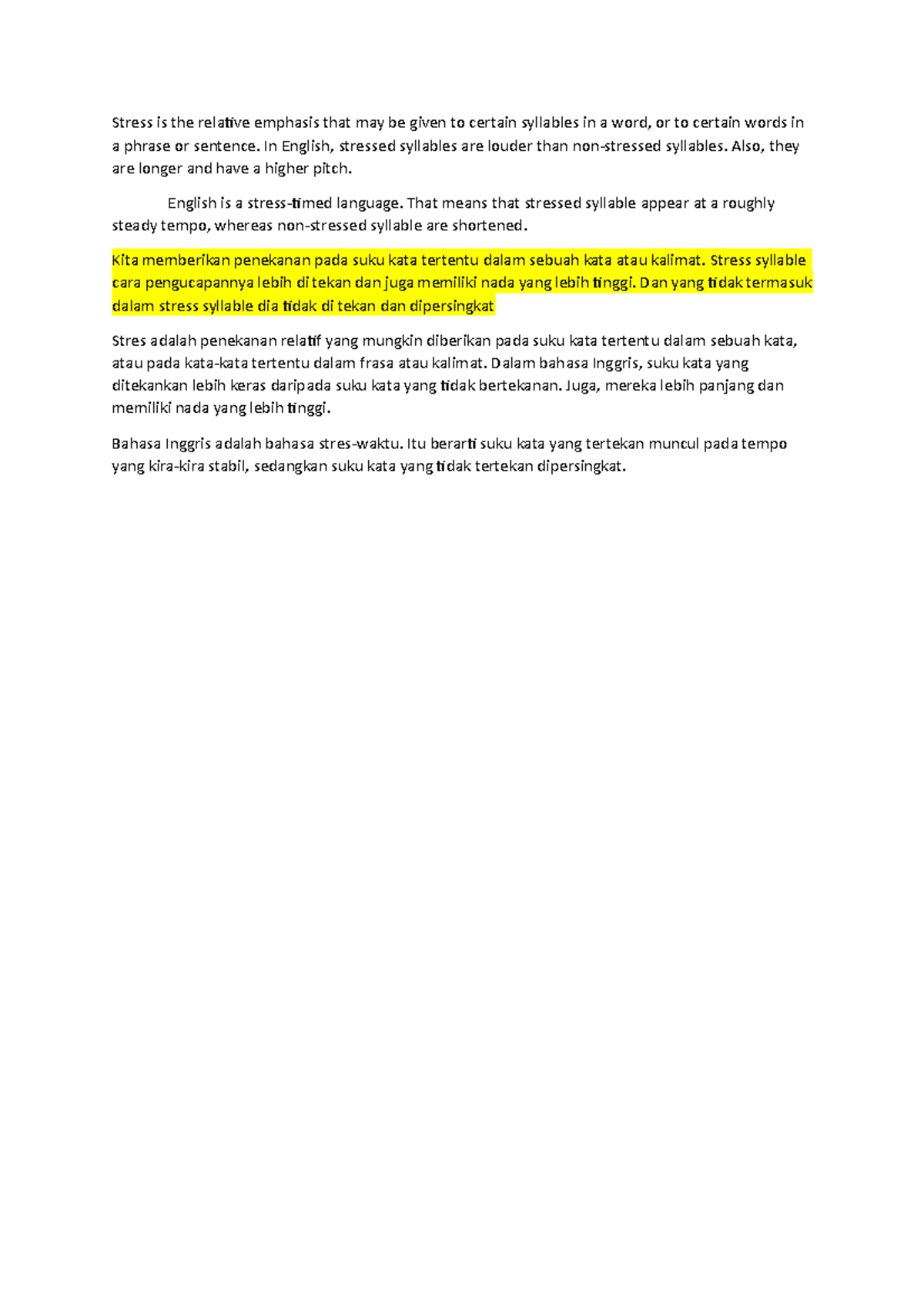 Catatan materi Stressssss - Stress is the relative emphasis that may be ...
