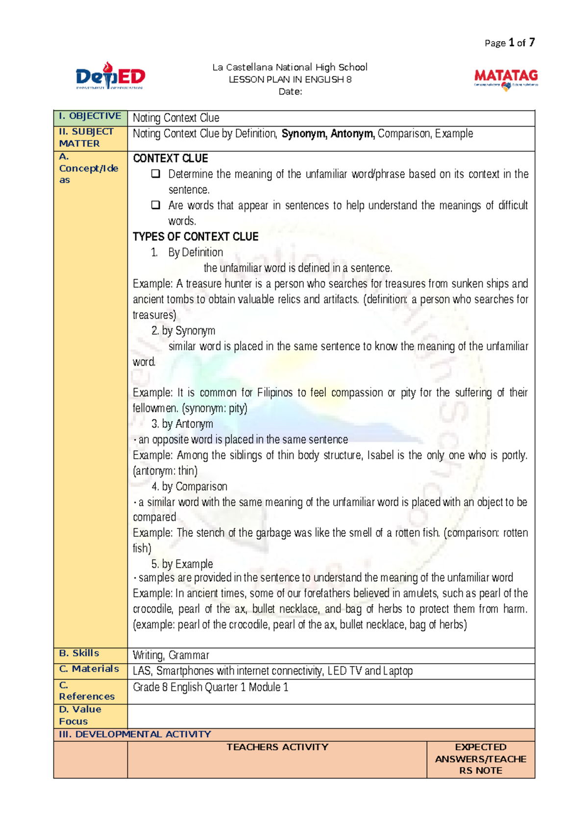 Q1 W1 Context Clue - English Grade 8 1st Quarter MELC BASED LESSON ...
