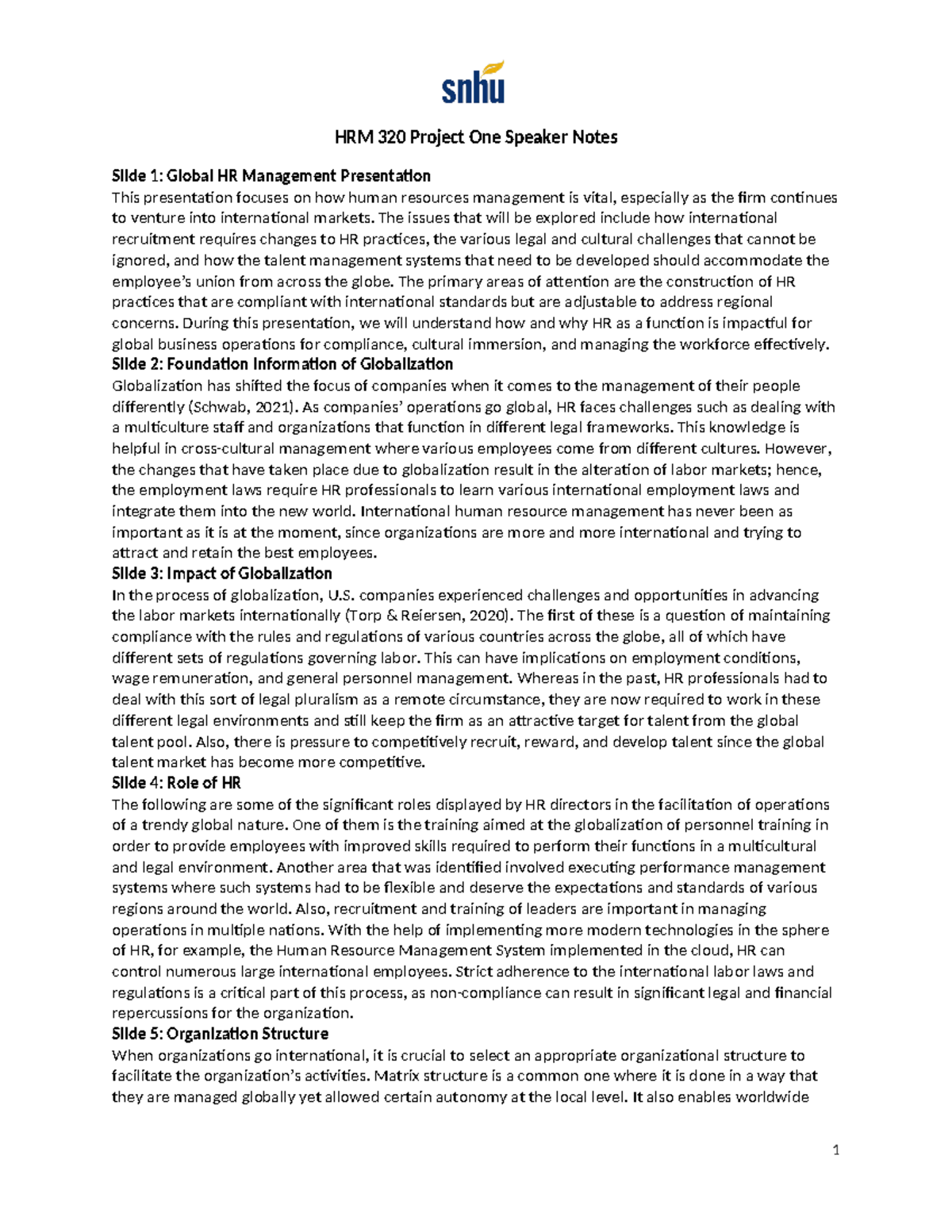 HRM 320 Project One Speaker Notes Template final - HRM 320 Project One ...