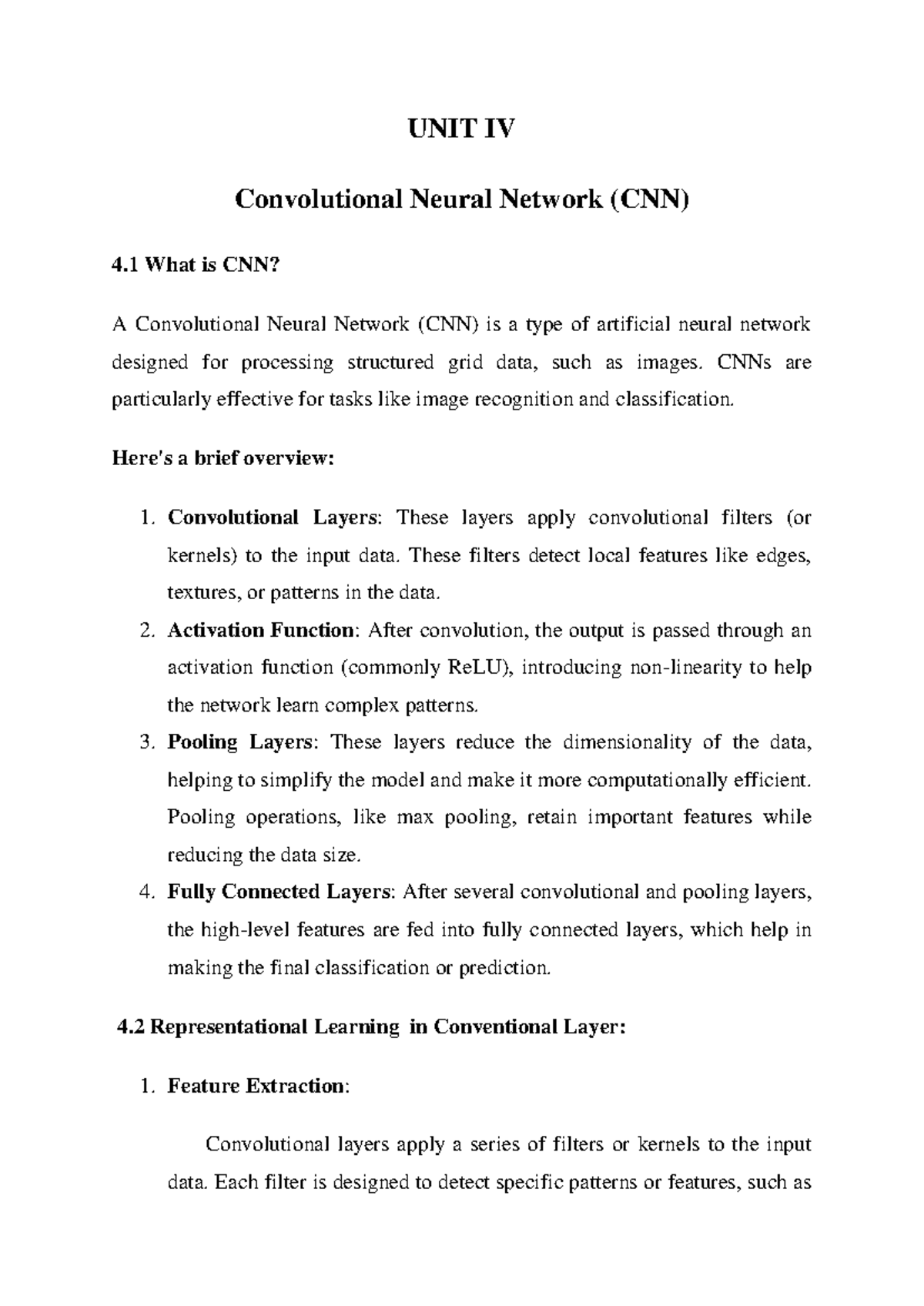 UNIT IV(CNN) - Cnn notes - UNIT IV Convolutional Neural Network (CNN) 4 ...