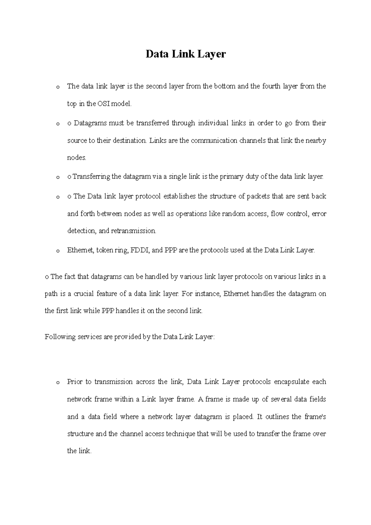 Data Link Layer Its Tutorial Work Data Link Layer O The Data Link Layer Is The Second Layer