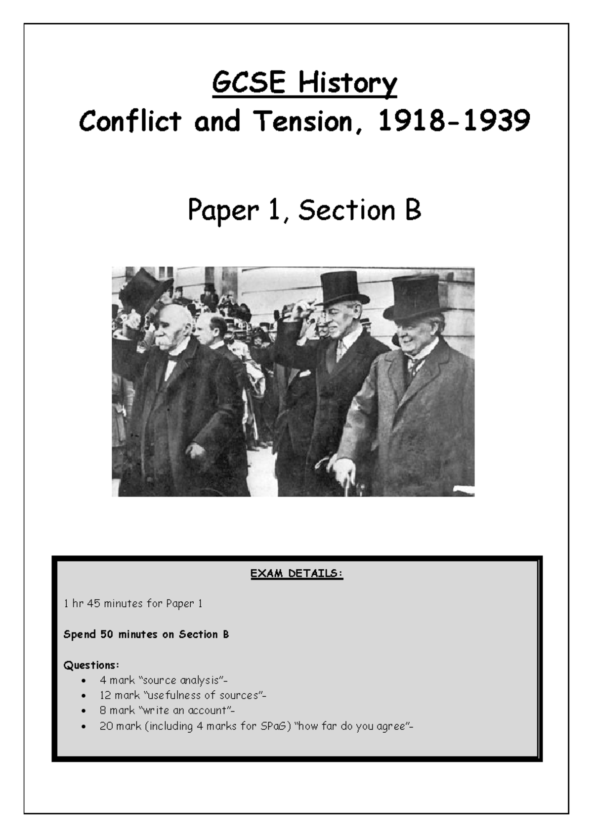 Conflict and Tension Revision Guide NAH - GCSE History Conflict and ...